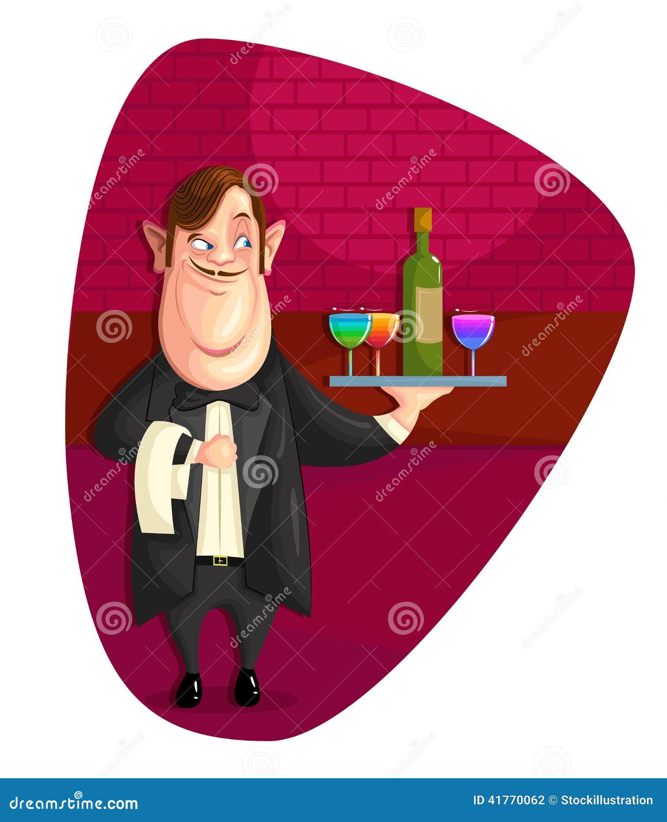 Waiter serving drinks stock vector. Illustration of alcohol - 41770062