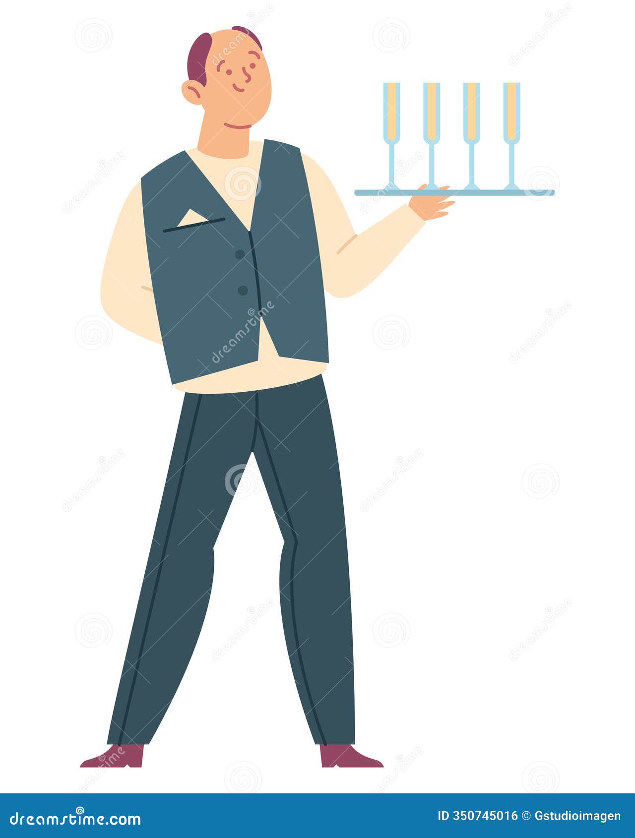 Waiter Serving Vector. Modern Waiter Reserved Table In Cafe, Restaurant ...