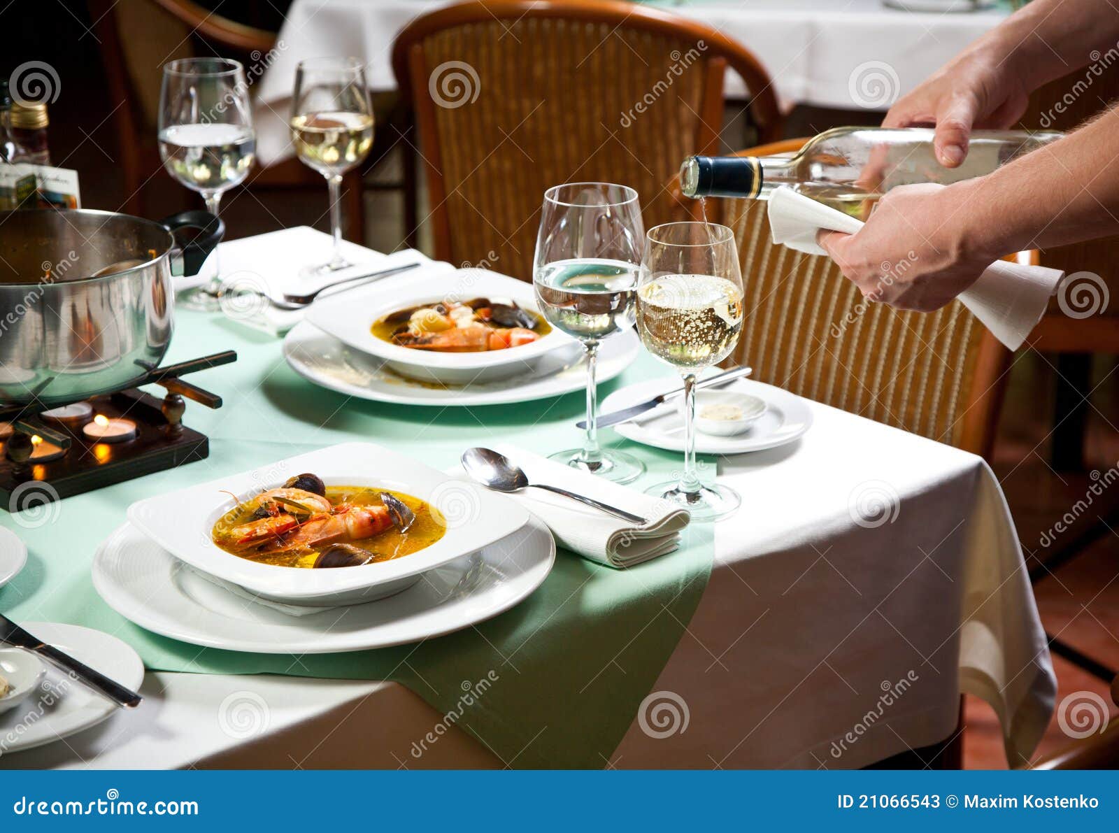 Waiter Serving Food at Restaurant Stock Image - Image of serving, fish ...