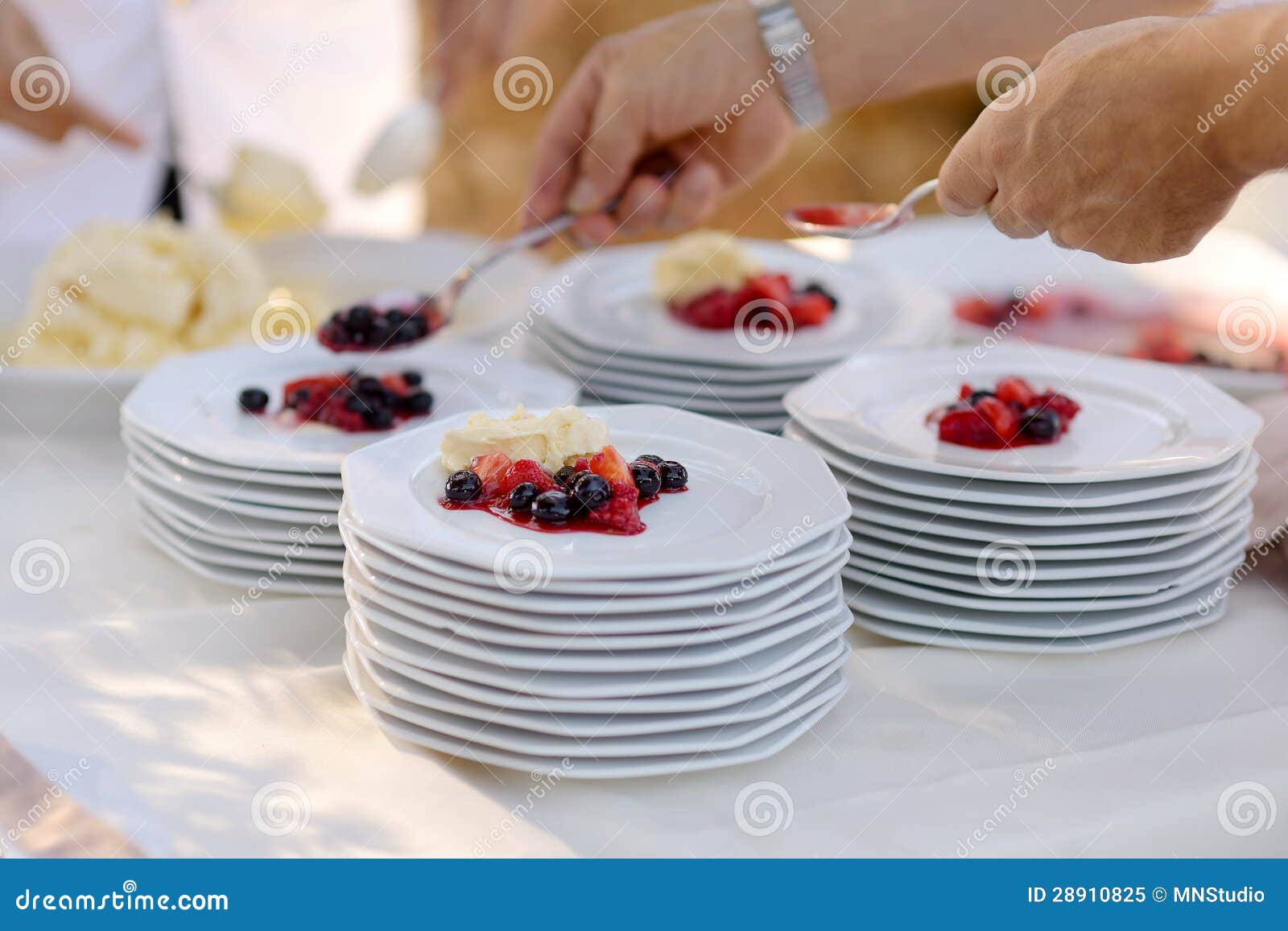 Waiter Serving Plates with Dessert Stock Image - Image of banquet ...