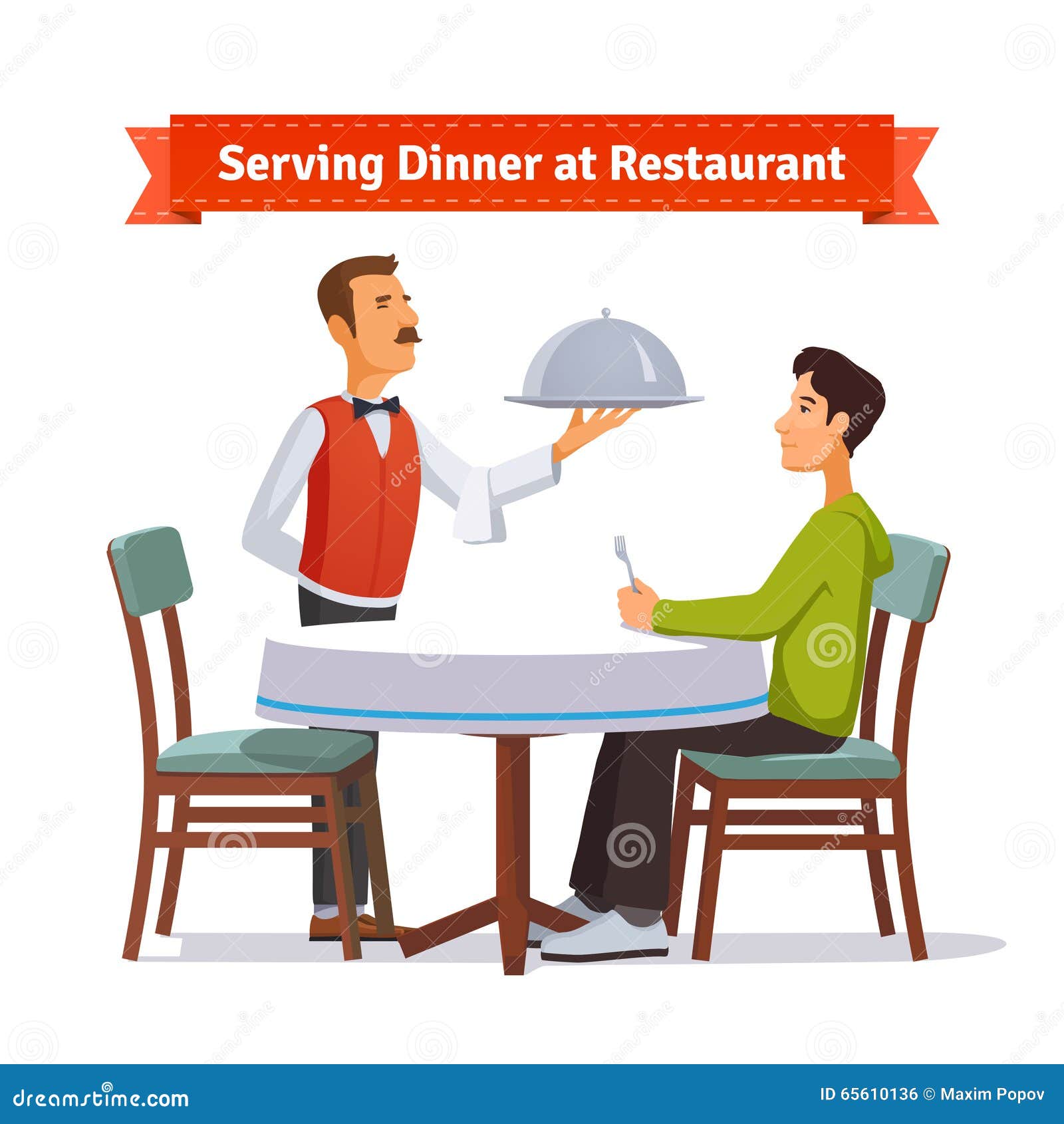 Waitress Serving Clipart