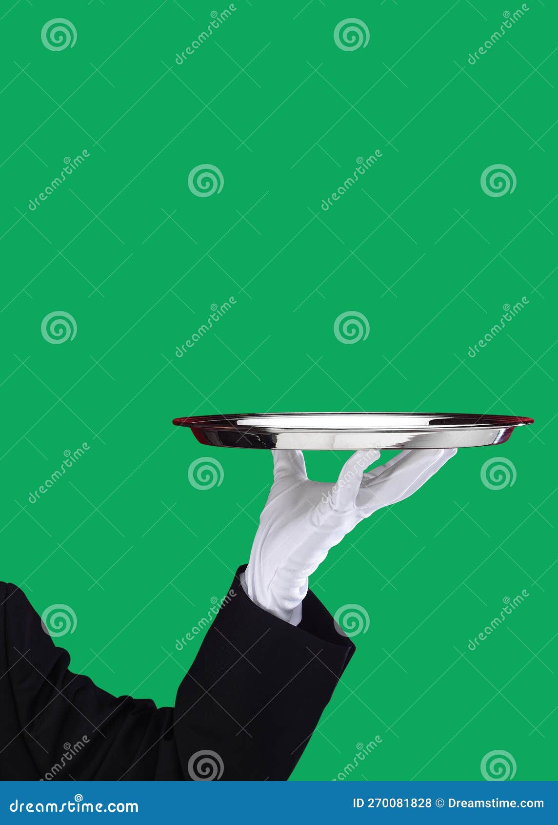 Waiter Serving Silver Plate on Green Box Stock Photo - Image of ...