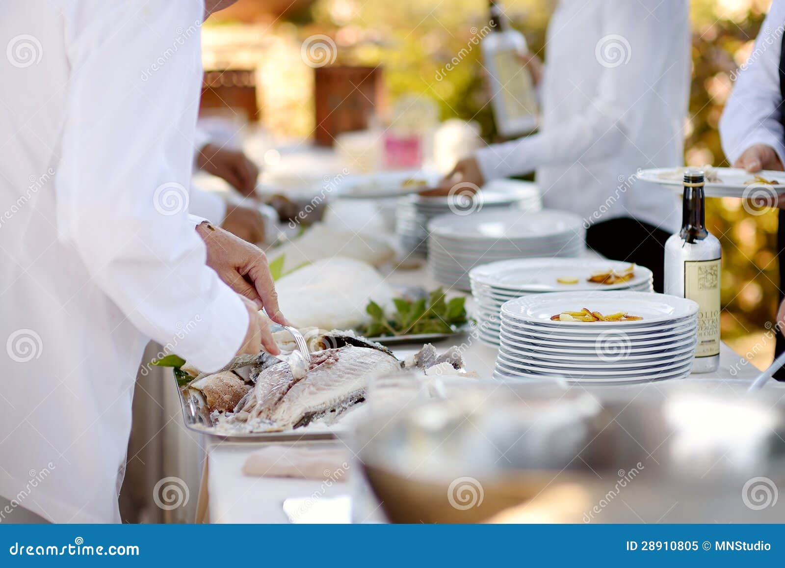 Waiter Serving a Tasty Fish Stock Image - Image of leisure, festive ...