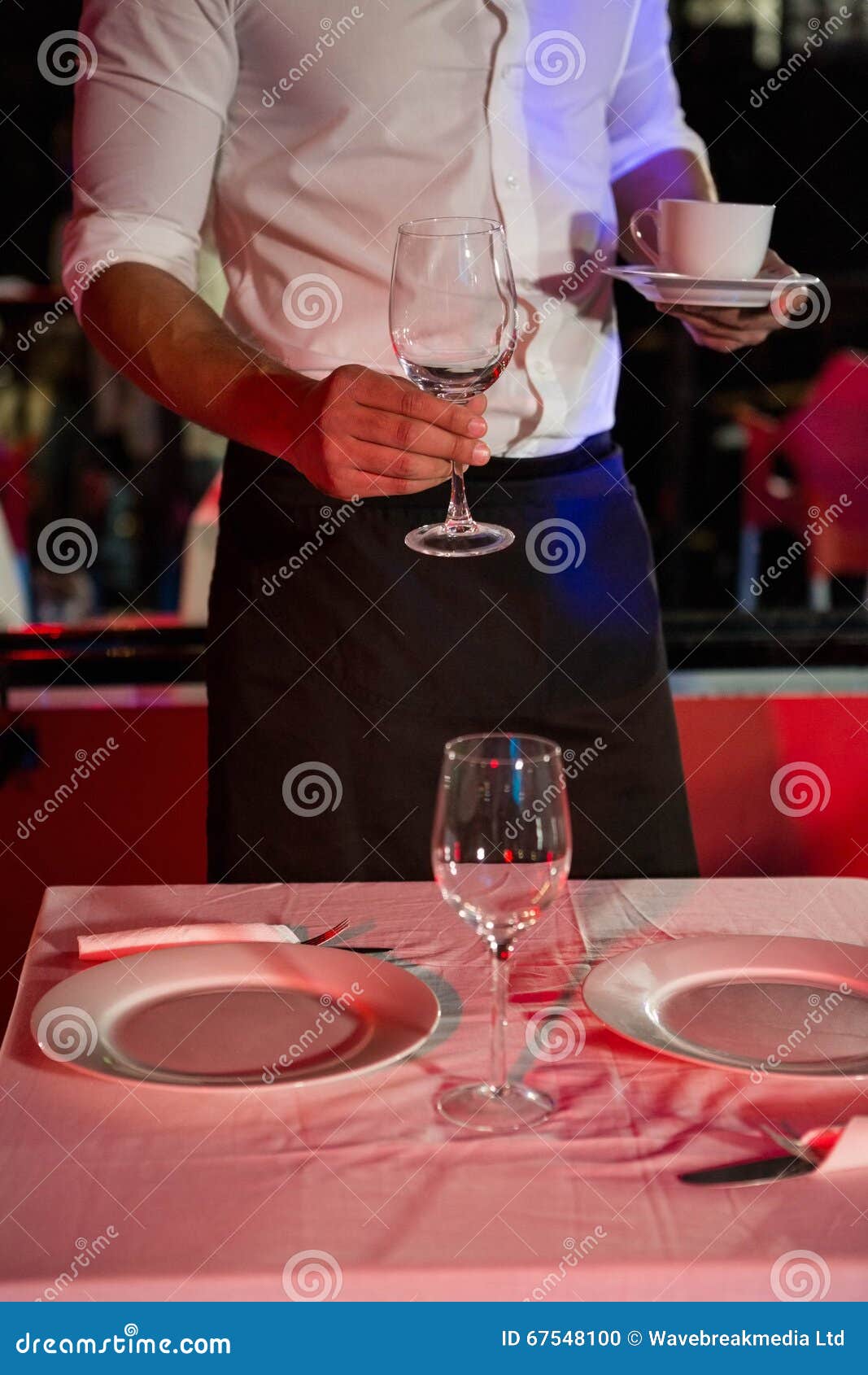 Waiter setting a table stock photo. Image of plate, closeup - 67548100