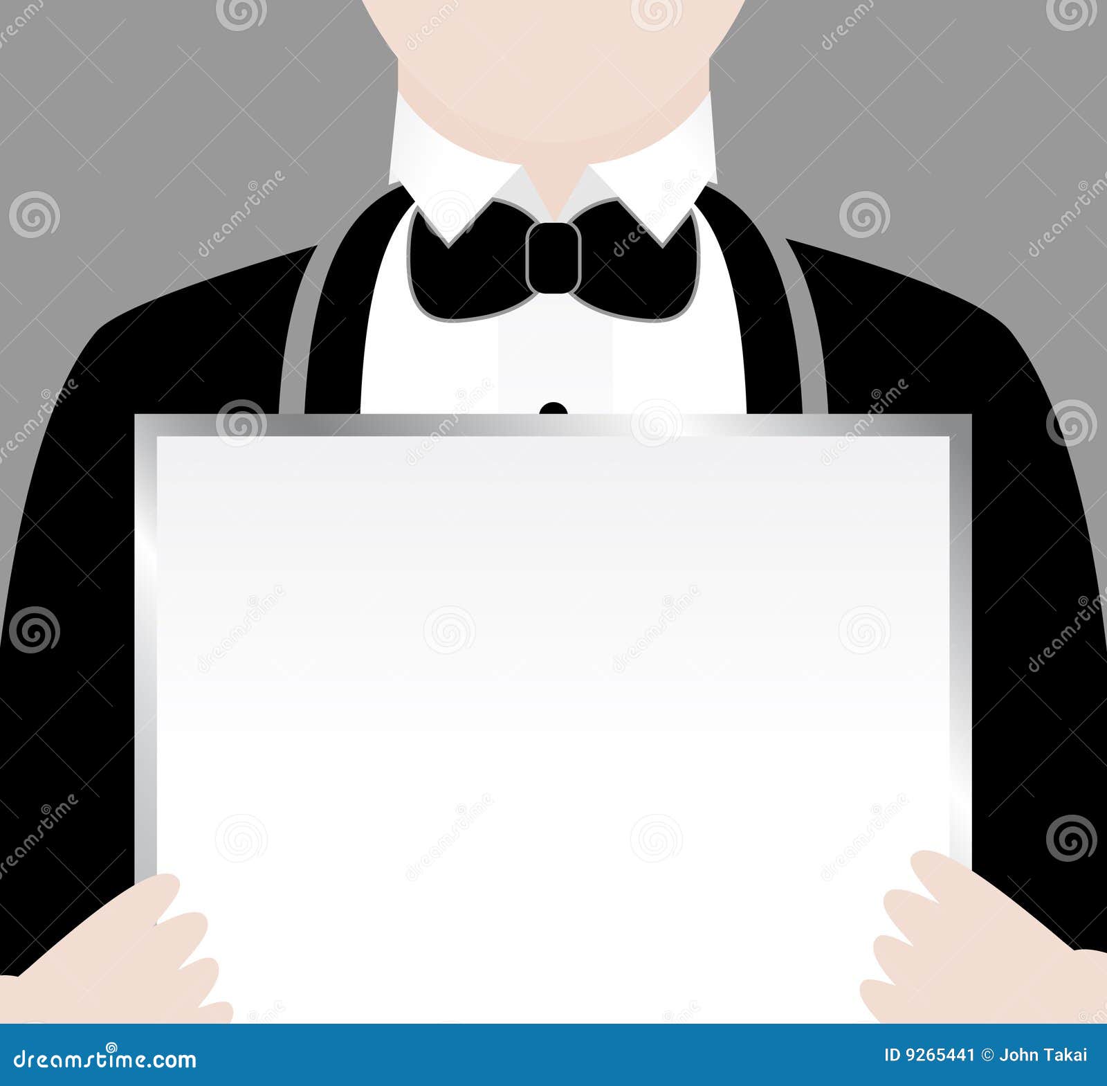 Waiter with Sign stock vector. Illustration of event, meal - 9265441
