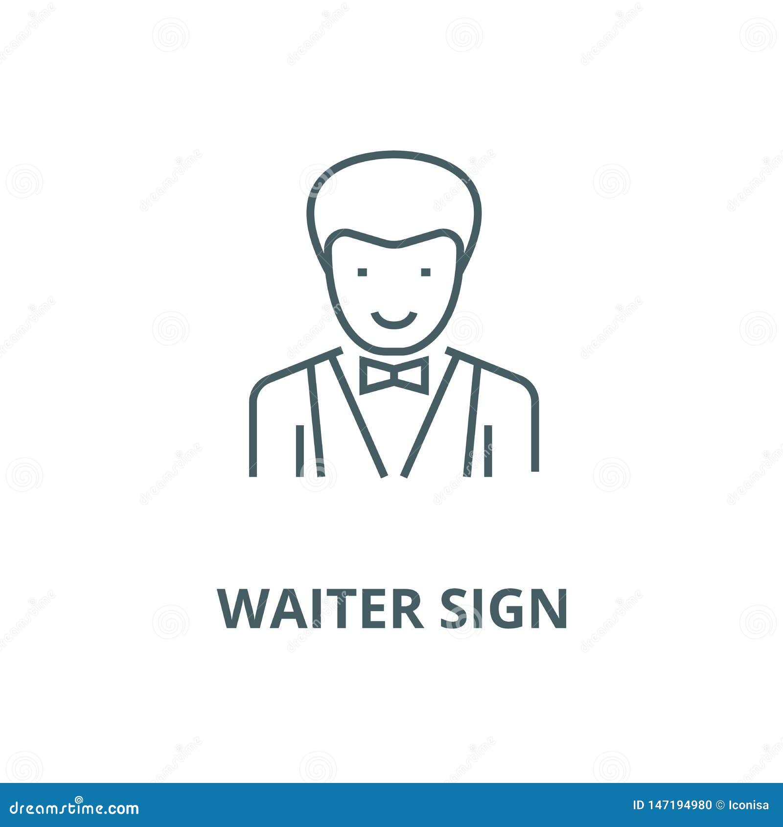 Waiter Sign Vector Line Icon, Linear Concept, Outline Sign, Symbol ...