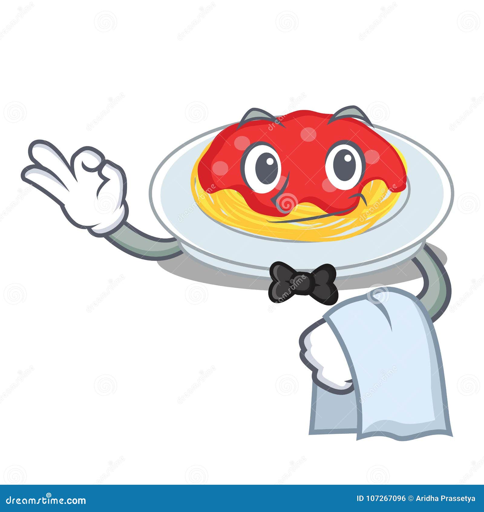 Waiter Spaghetti Character Cartoon Style Stock Vector - Illustration of ...