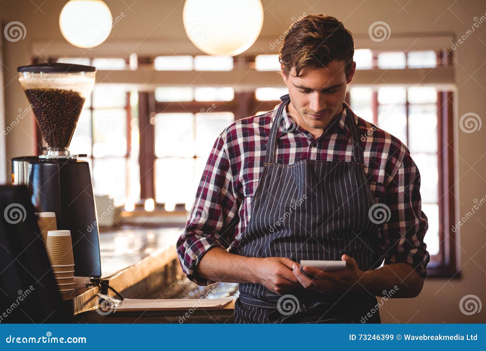 Waiter Standing with Notepad Stock Image - Image of notepad, service ...