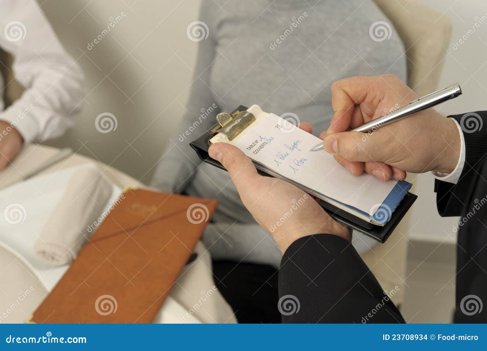Waiter Taking an Order from Clients in Restaurant Stock Photo - Image ...