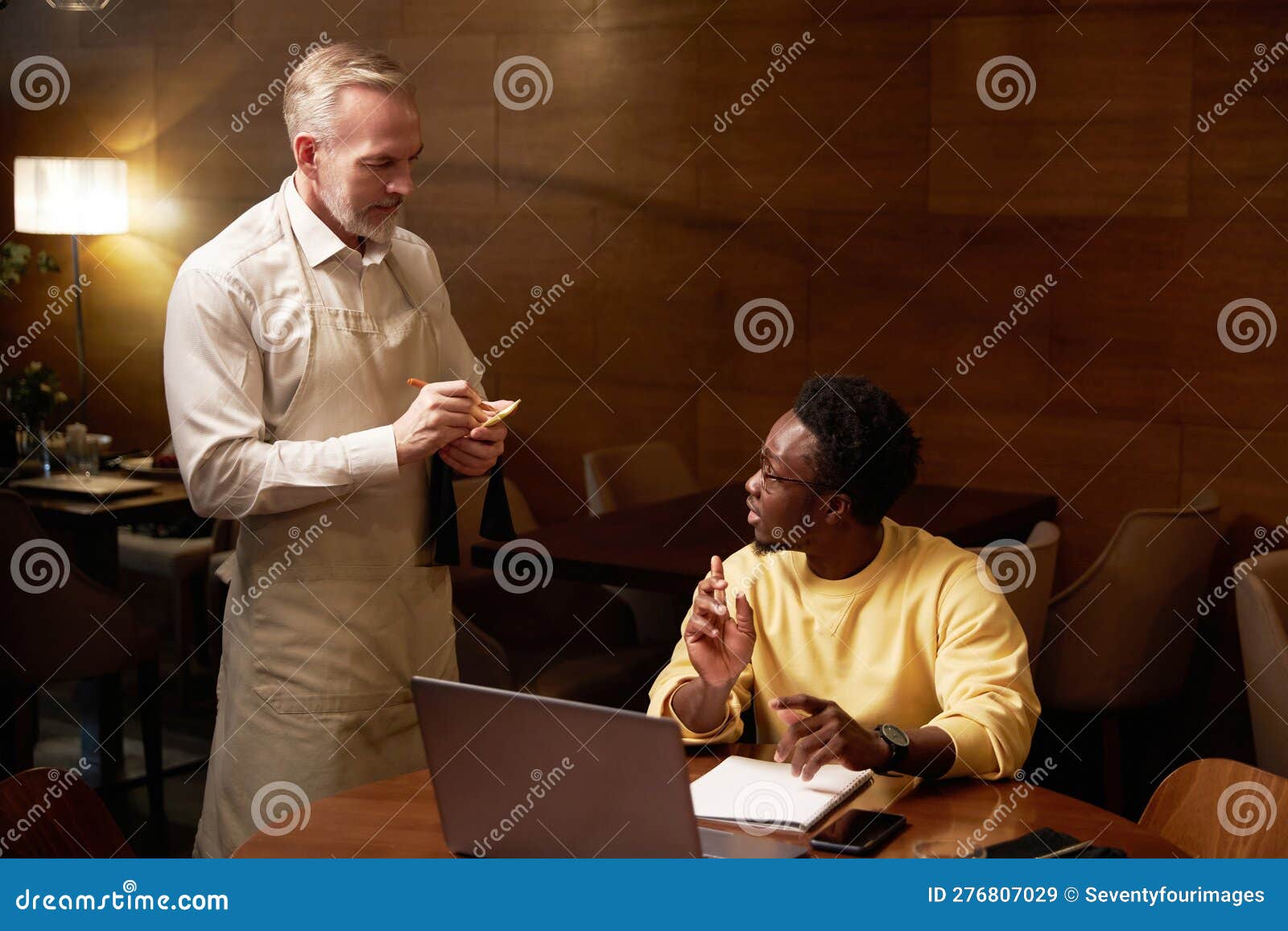 Waiter Taking Order from Customer in Restaurant Stock Image - Image of ...