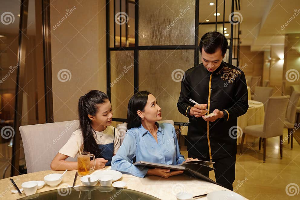 Waiter Taking Order from Guests Stock Image - Image of mother, gourmet ...
