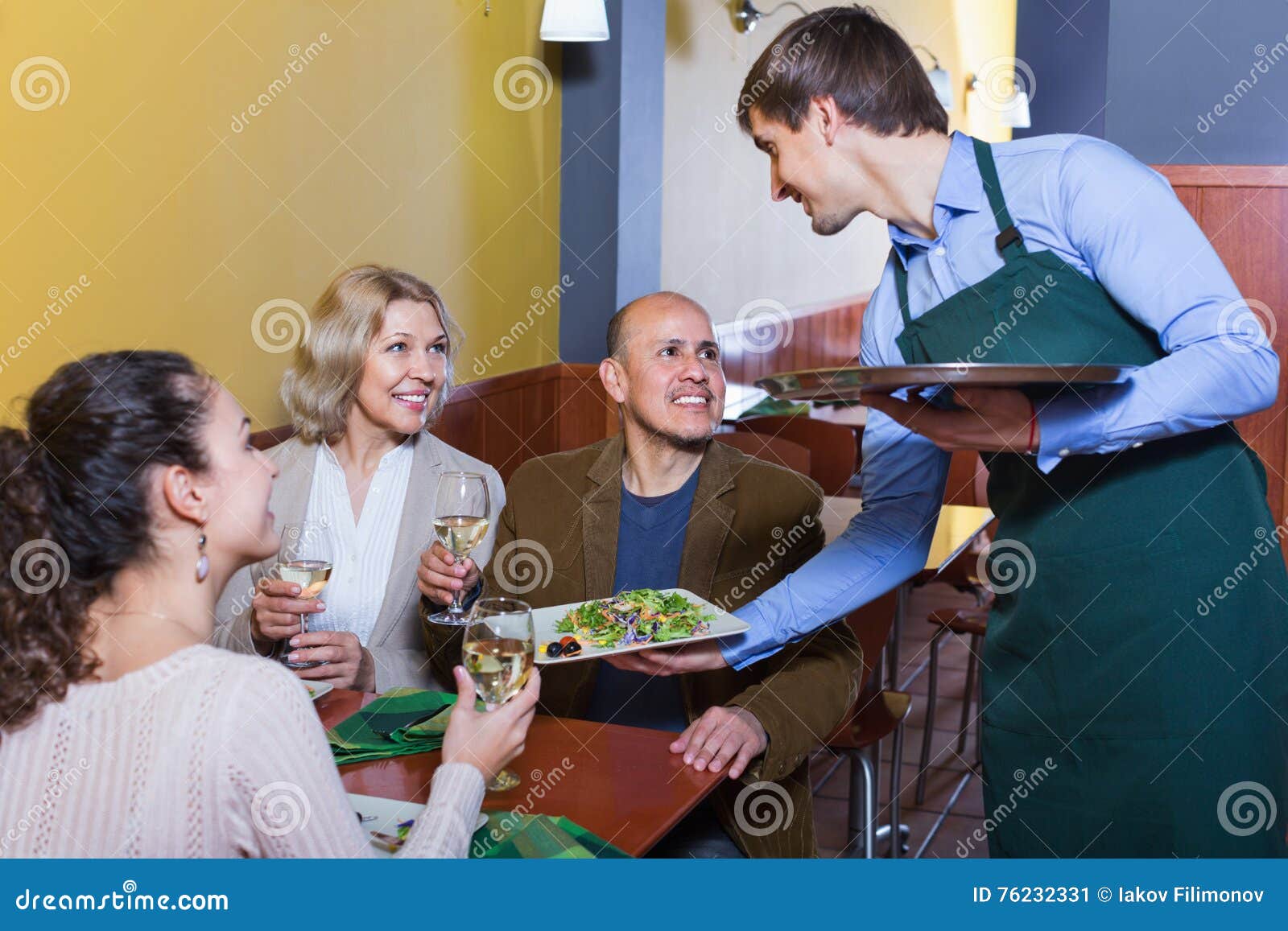 Waiter Taking Order at Table of People Stock Image - Image of american ...
