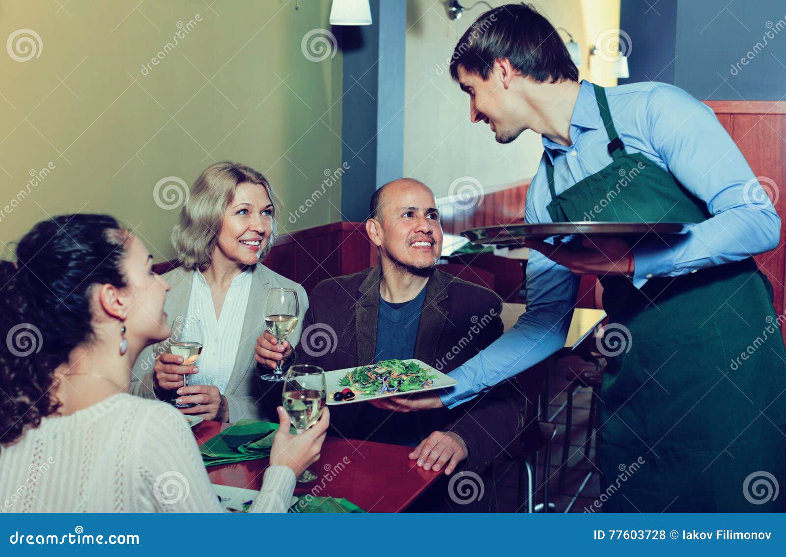 Waiter Taking Order at Table of People Stock Photo - Image of caucasian ...