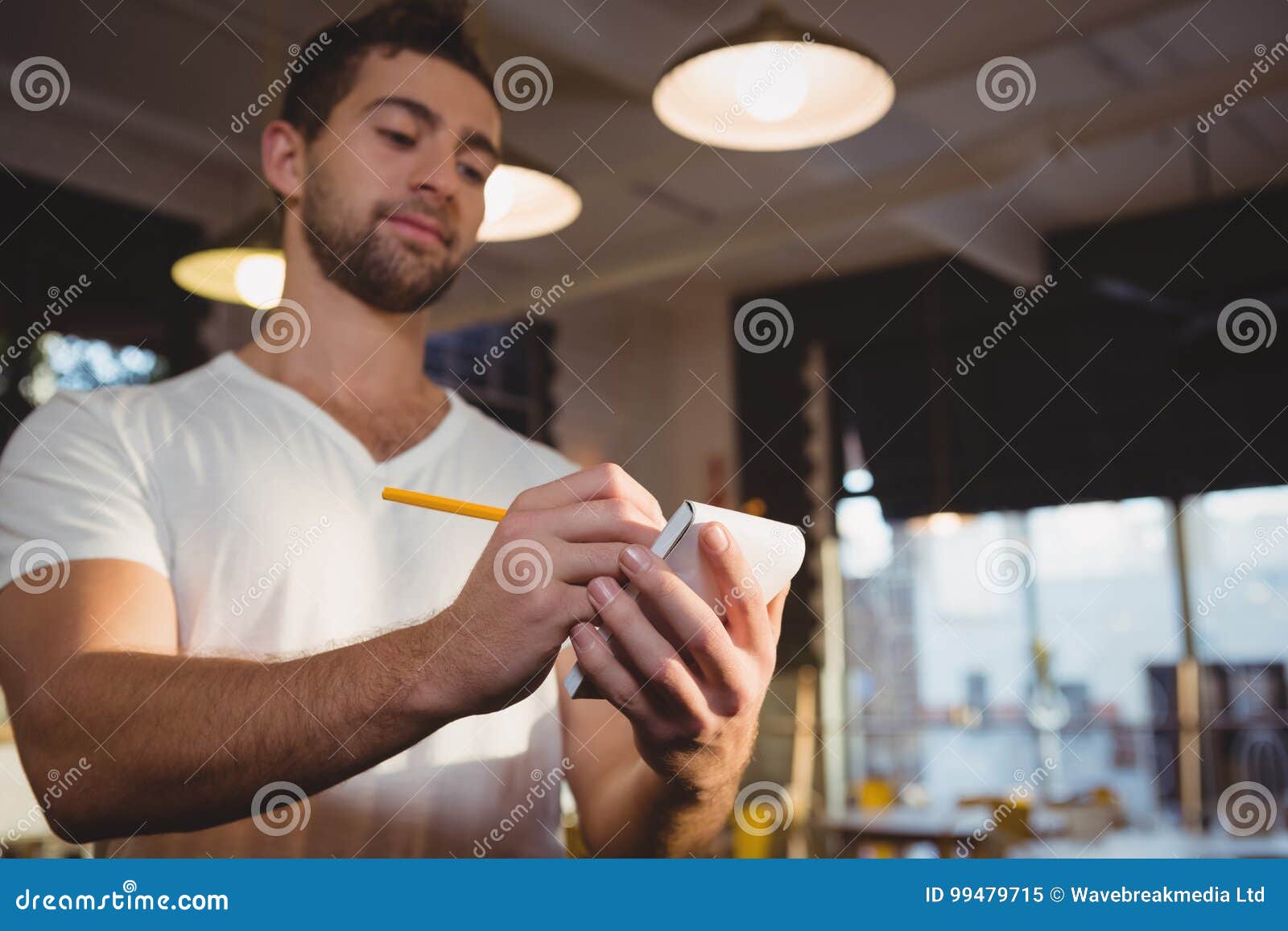 Waiter taking order stock image. Image of shop, note - 99479715