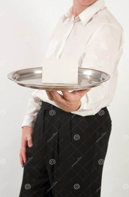 Waiter with Tray 2 stock image. Image of blank, tray, card - 777421