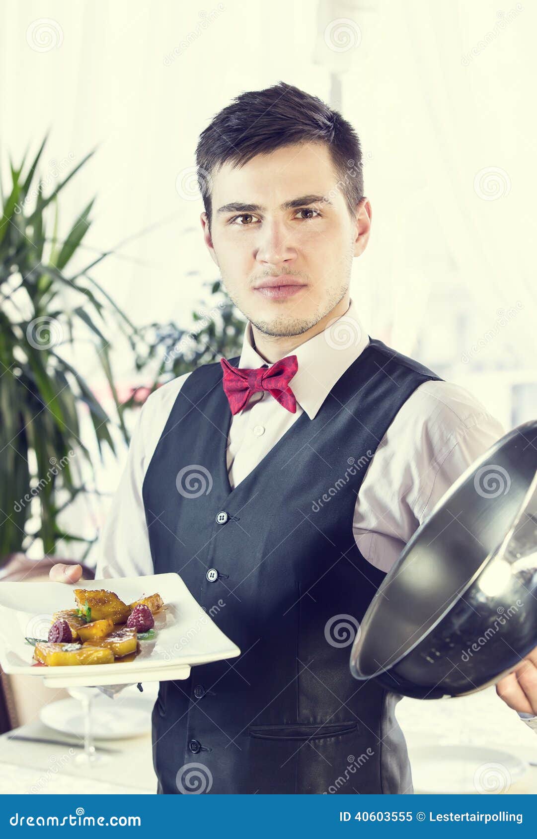 Waiter stock image. Image of hold, lunch, male, beverage - 40603555