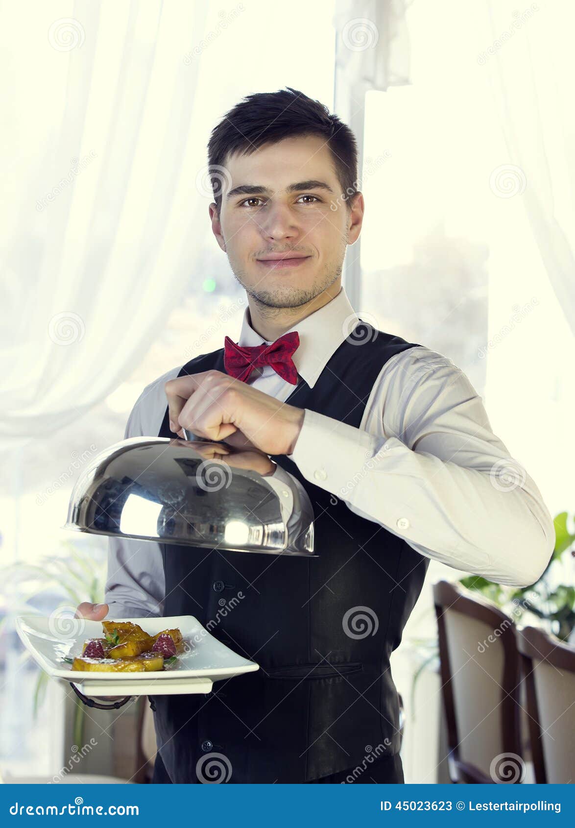 Waiter stock image. Image of cappuccino, brown, catering - 45023623