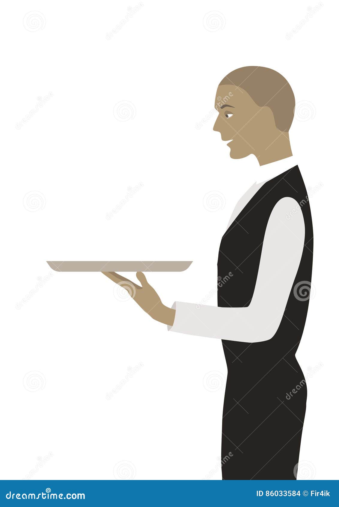 Waiter With A Tray Cartoon Vector | CartoonDealer.com #114211945
