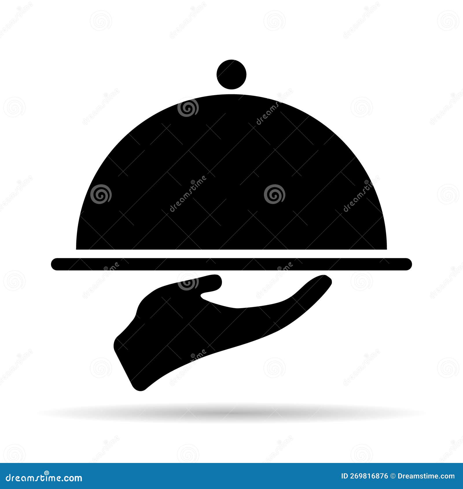 Waiter Tray Shadow Icon, Dish Menu Restaurant Web Symbol, Lunch Design ...
