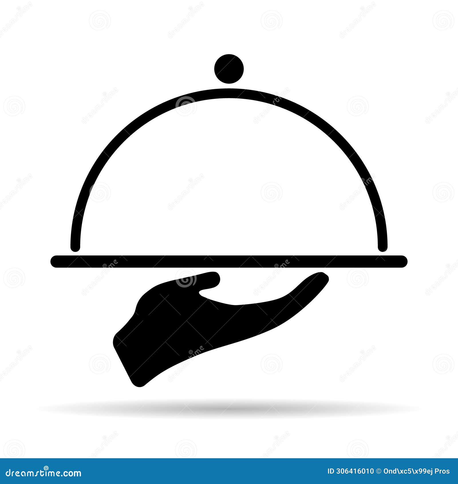 Waiter Tray Shadow Icon, Dish Menu Restaurant Web Symbol, Lunch Design ...