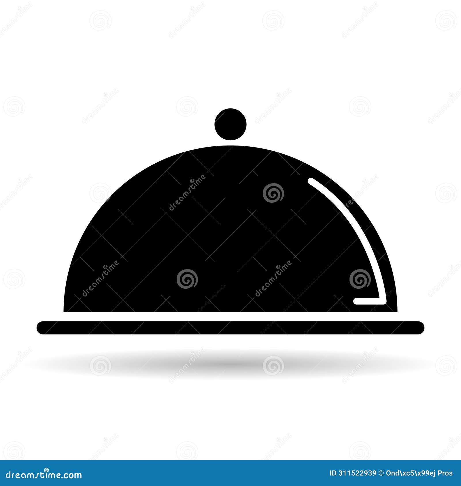 Waiter Tray Shadow Icon, Dish Menu Restaurant Web Symbol, Lunch Design ...