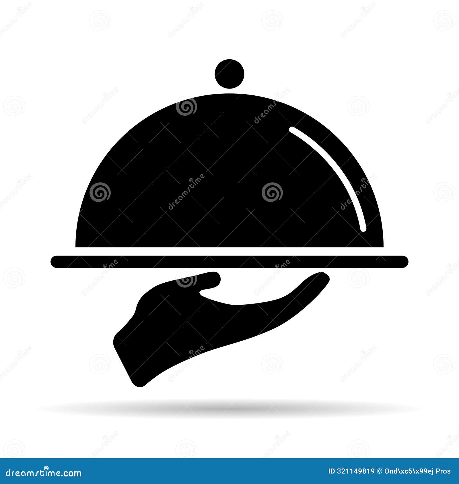 Waiter Tray Shadow Icon, Dish Menu Restaurant Web Symbol, Lunch Design ...