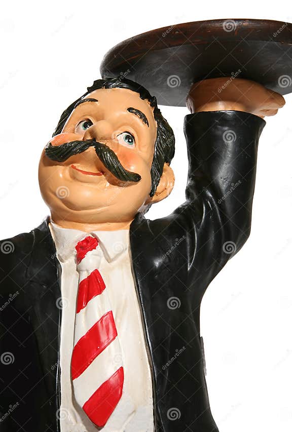 Waiter with Tray Statue stock image. Image of serves, comic - 2107251