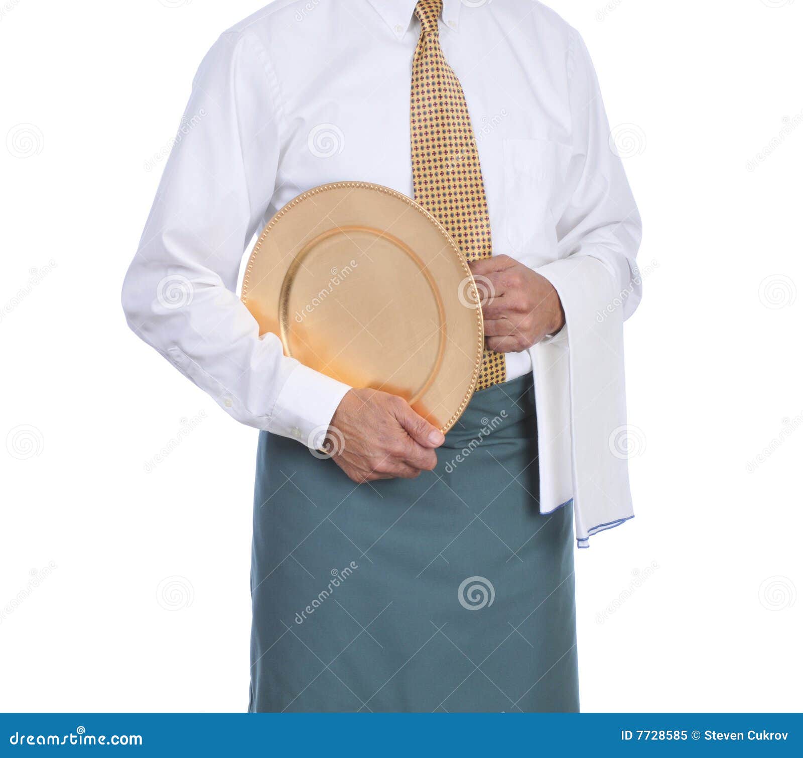Waiter with Tray and Towel stock image. Image of black - 7728585