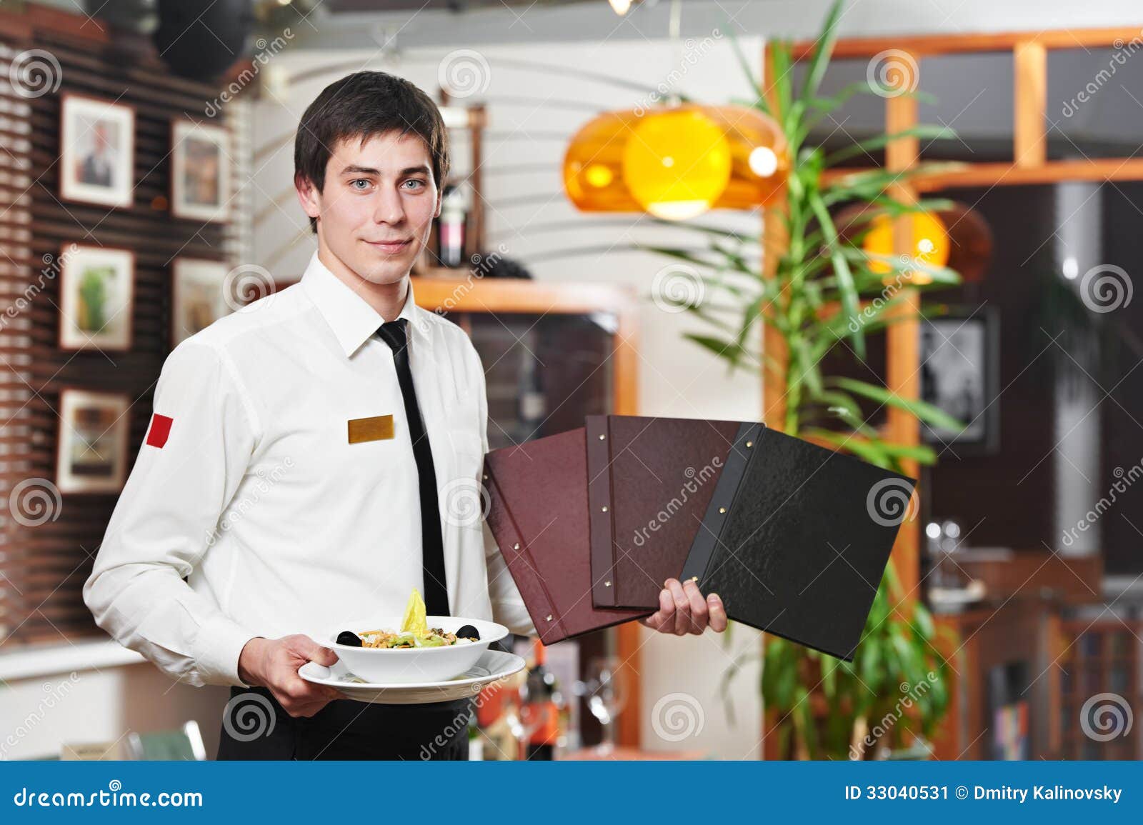 Waiter in Uniform at Restaurant Stock Image - Image of handsome ...