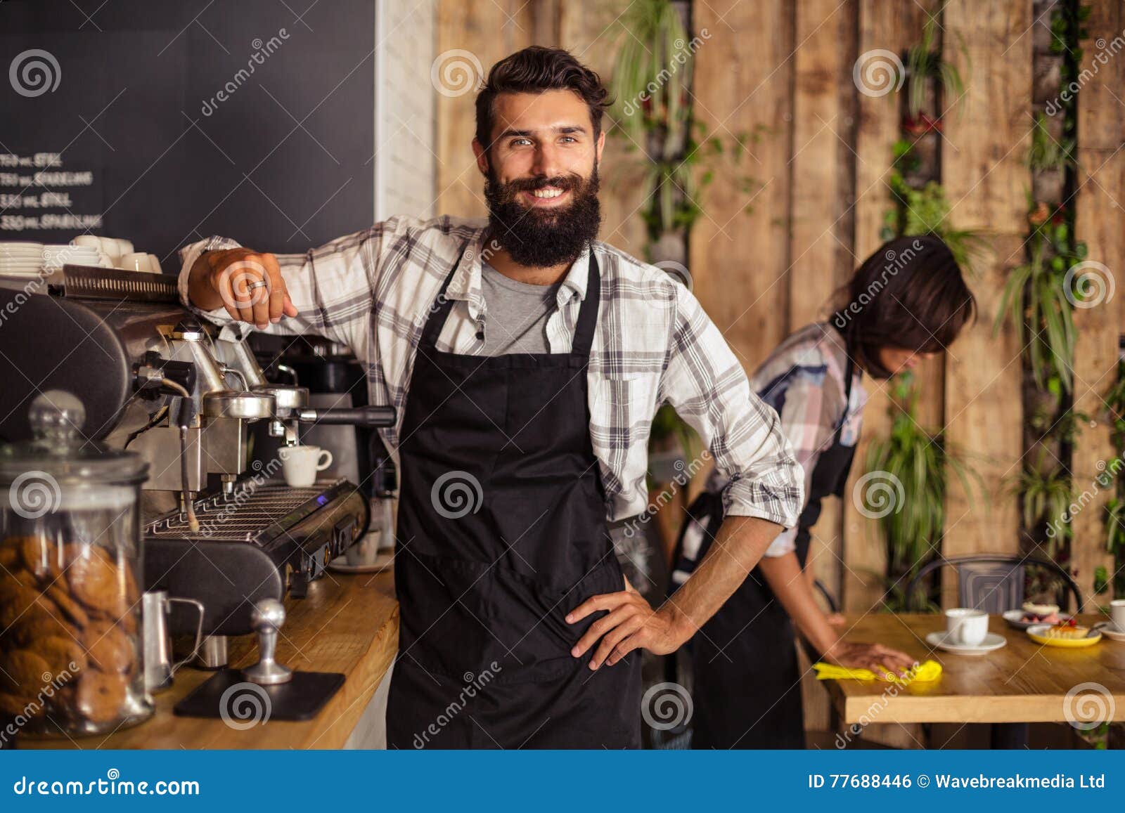 Waiter Using a Coffee Machine Stock Photo - Image of woman, adult: 77688446