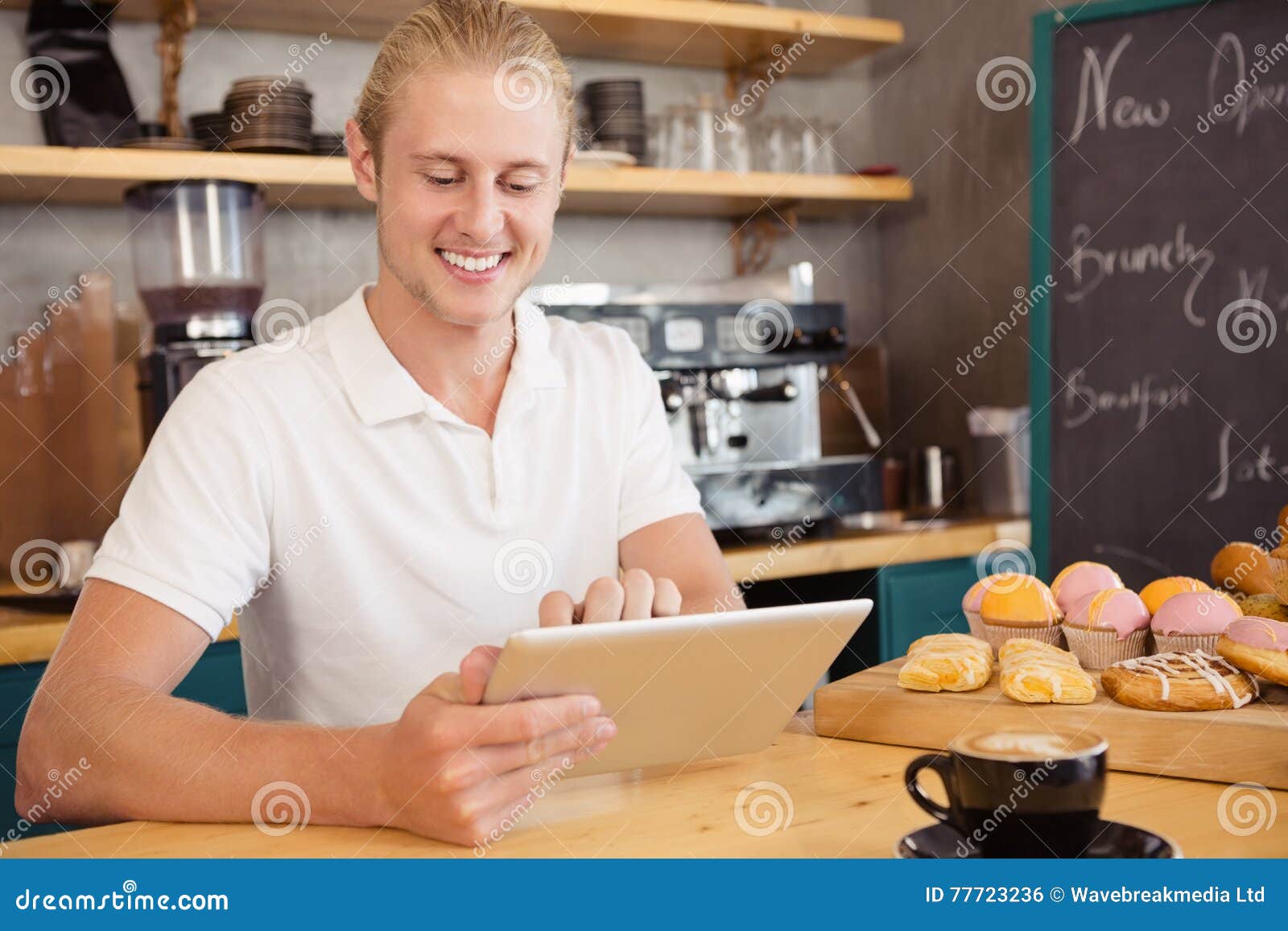 Waiter Using Digital Tablet Stock Photo - Image of internet, connection ...