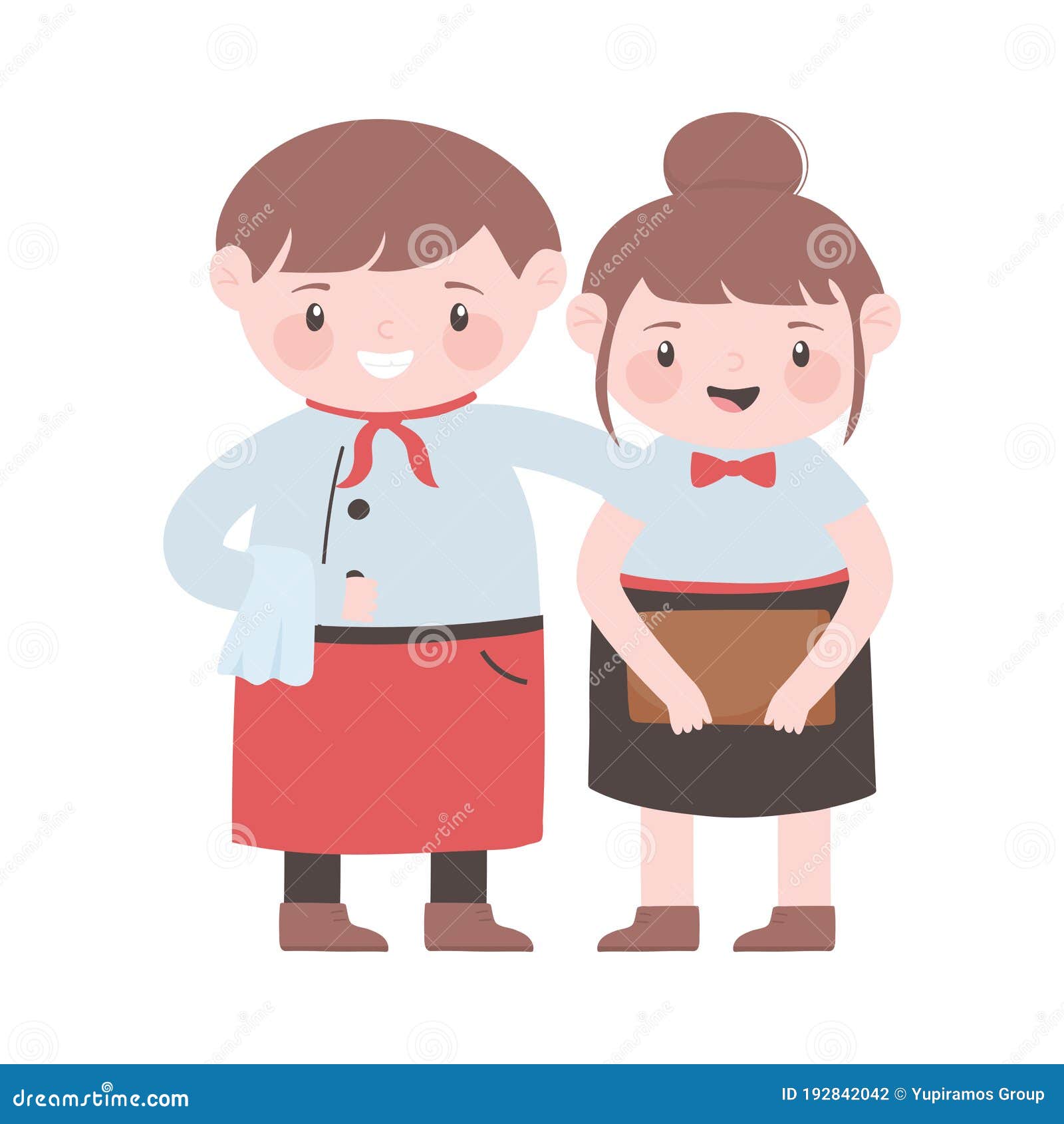 Waiter And Waitress Character Design, Vector Cartoon Illustration ...