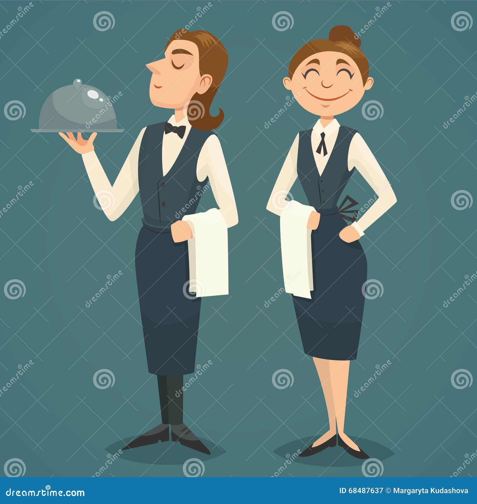 Waiter And Waitress Vector Cartoon Flat Character | CartoonDealer.com ... Waiter And Waitress Vector Cartoon Flat Character | CartoonDealer.com ...