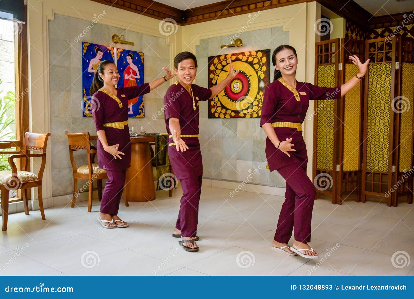Waiter And Waitress In The Thai Restaurant Dancing Editorial Image ...