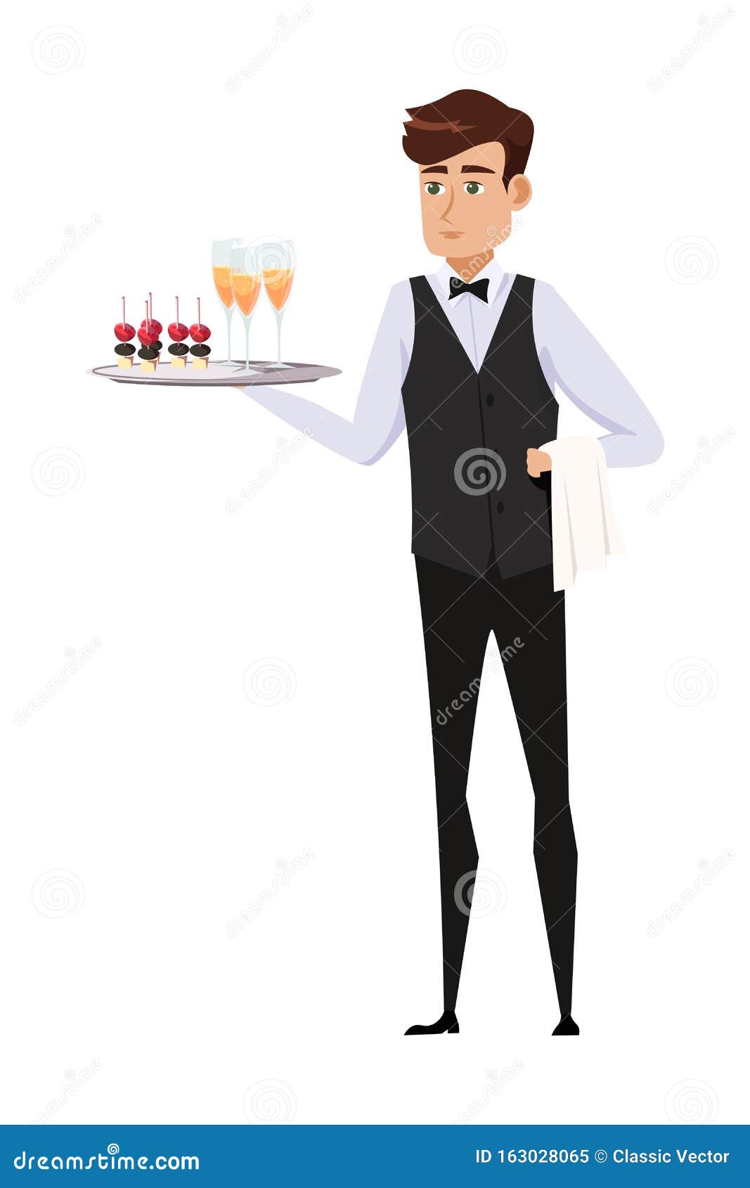 Waiter at Work Flat Vector Illustration Stock Vector - Illustration of ...