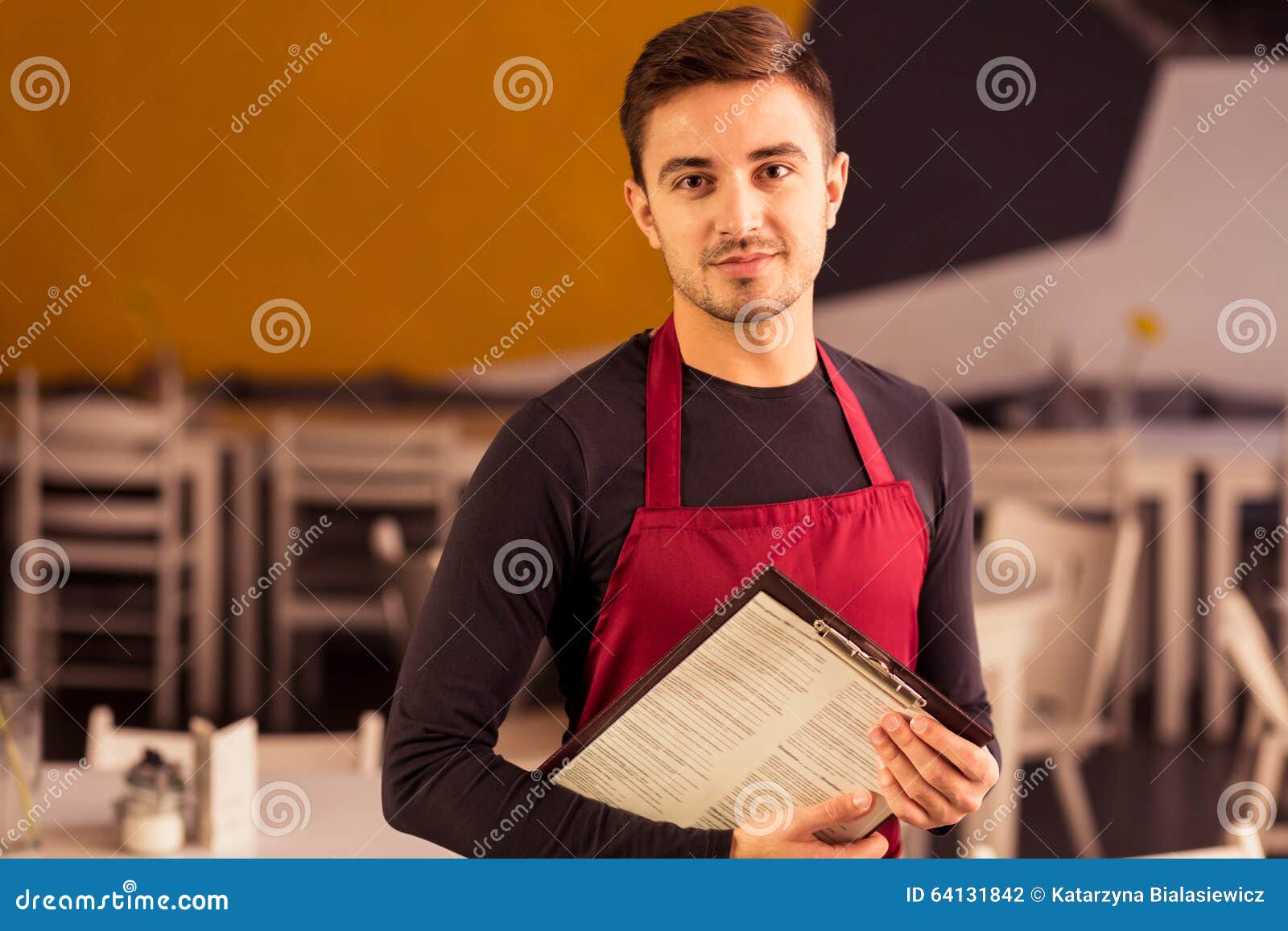Waiter during work stock photo. Image of self, enterprising - 64131842