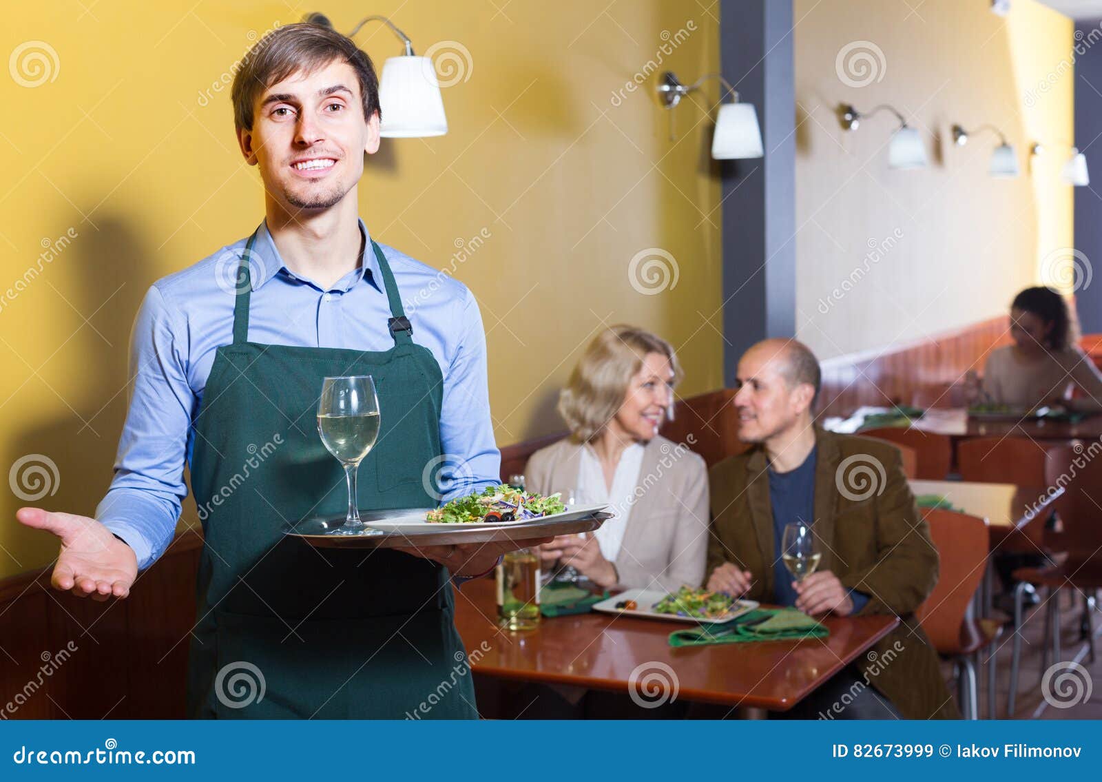 Waiter Working in Restaurant Stock Image - Image of glass, occupation ...