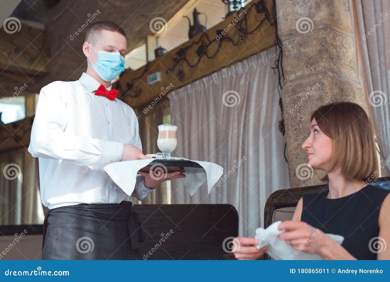 The Waiter Works in a Restaurant Stock Image - Image of epidemic ...