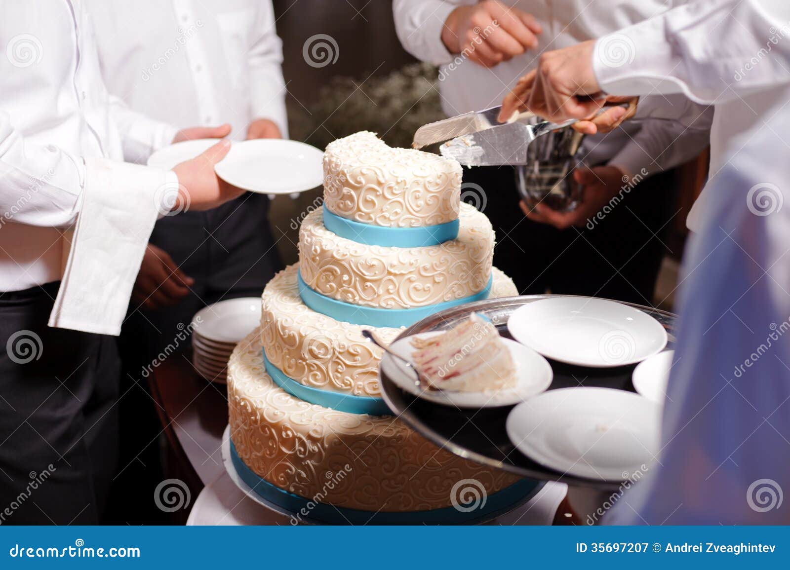 Waiters and Cake stock image. Image of human, event, dessert - 35697207