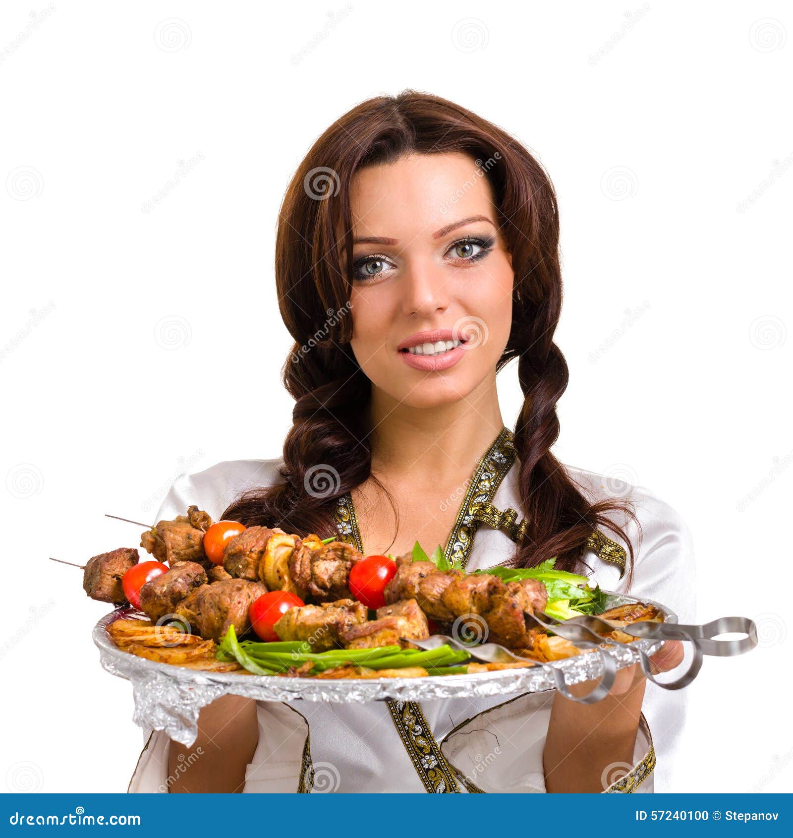 Waiters Carrying Plates with Meat on White Stock Photo - Image of food ... Waiters Carrying Plates with Meat on White Stock Photo - Image of food ...
