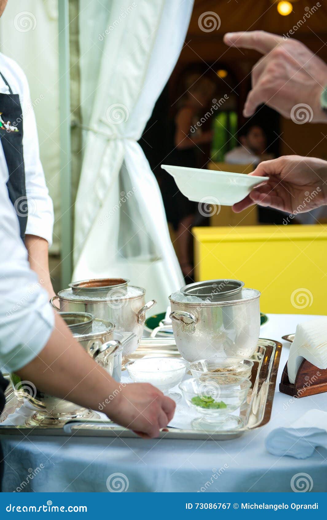 Waiters Serve Ice Cream during a Party Stock Image - Image of party ...