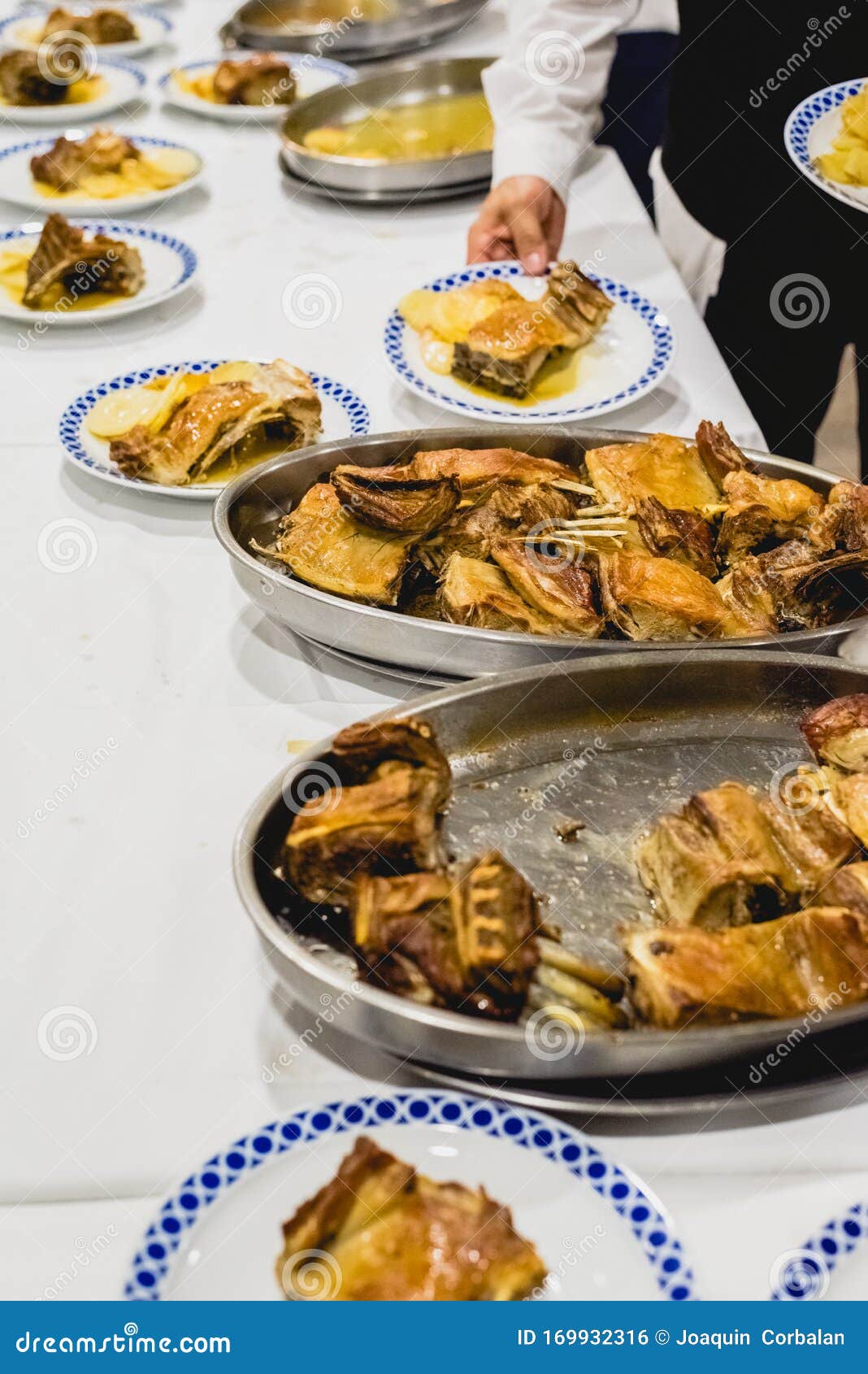 Waiters Serving Meat Dishes at an Event Stock Photo - Image of platter ...