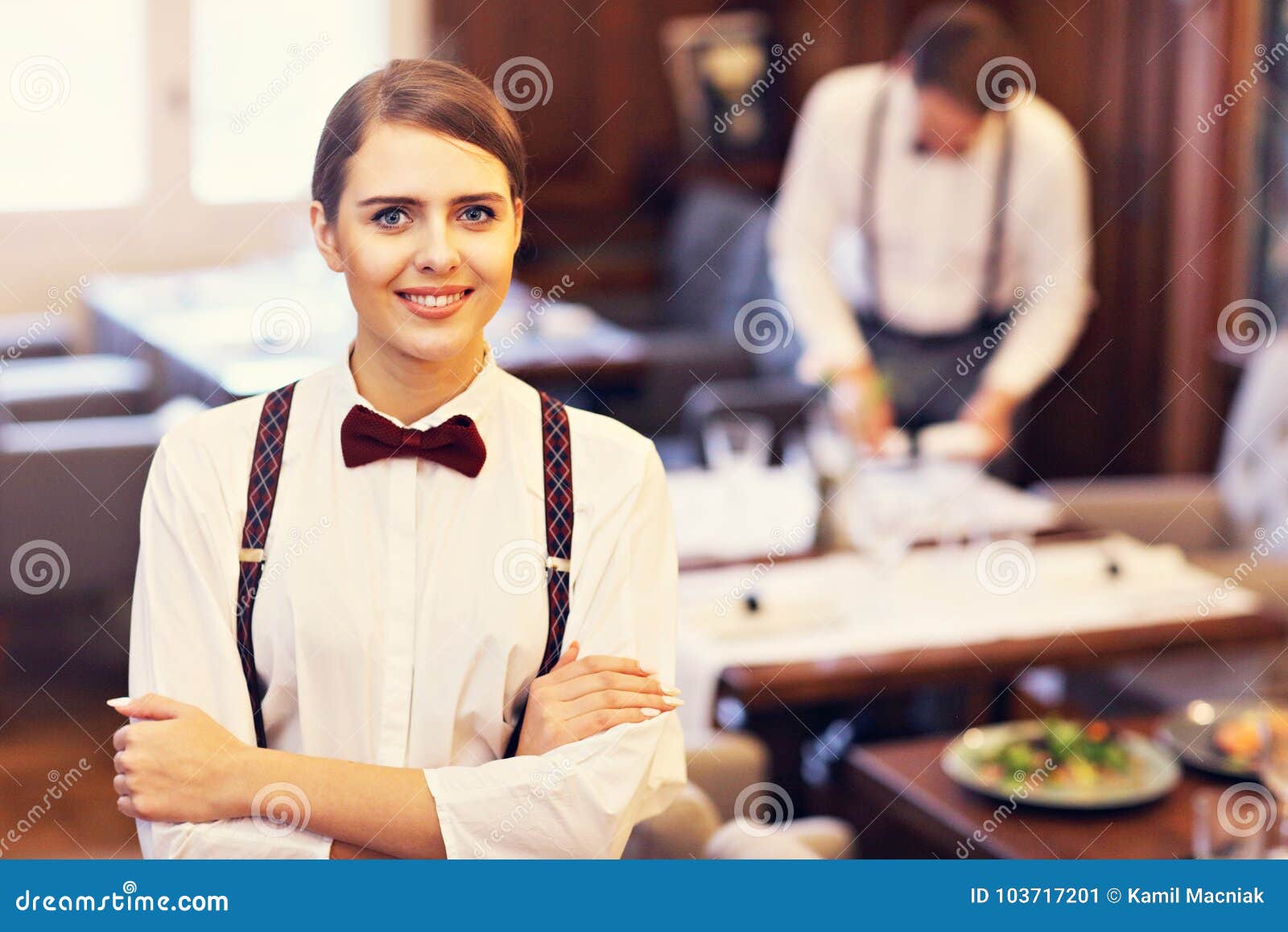 Waiters Standing in Restaurant Stock Image - Image of computer, cafe ...