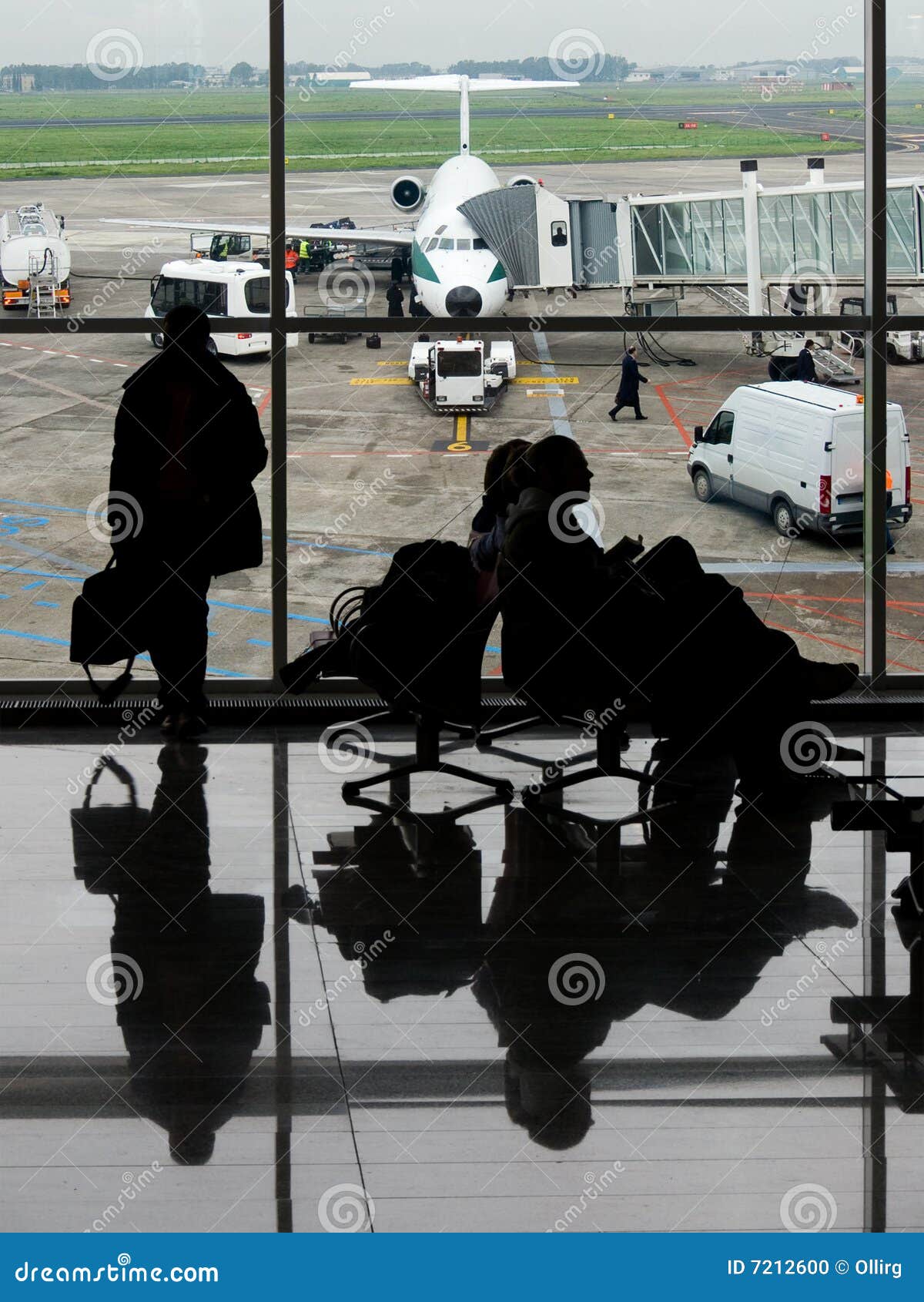Waiting the airplane stock photo. Image of reflection - 7212600