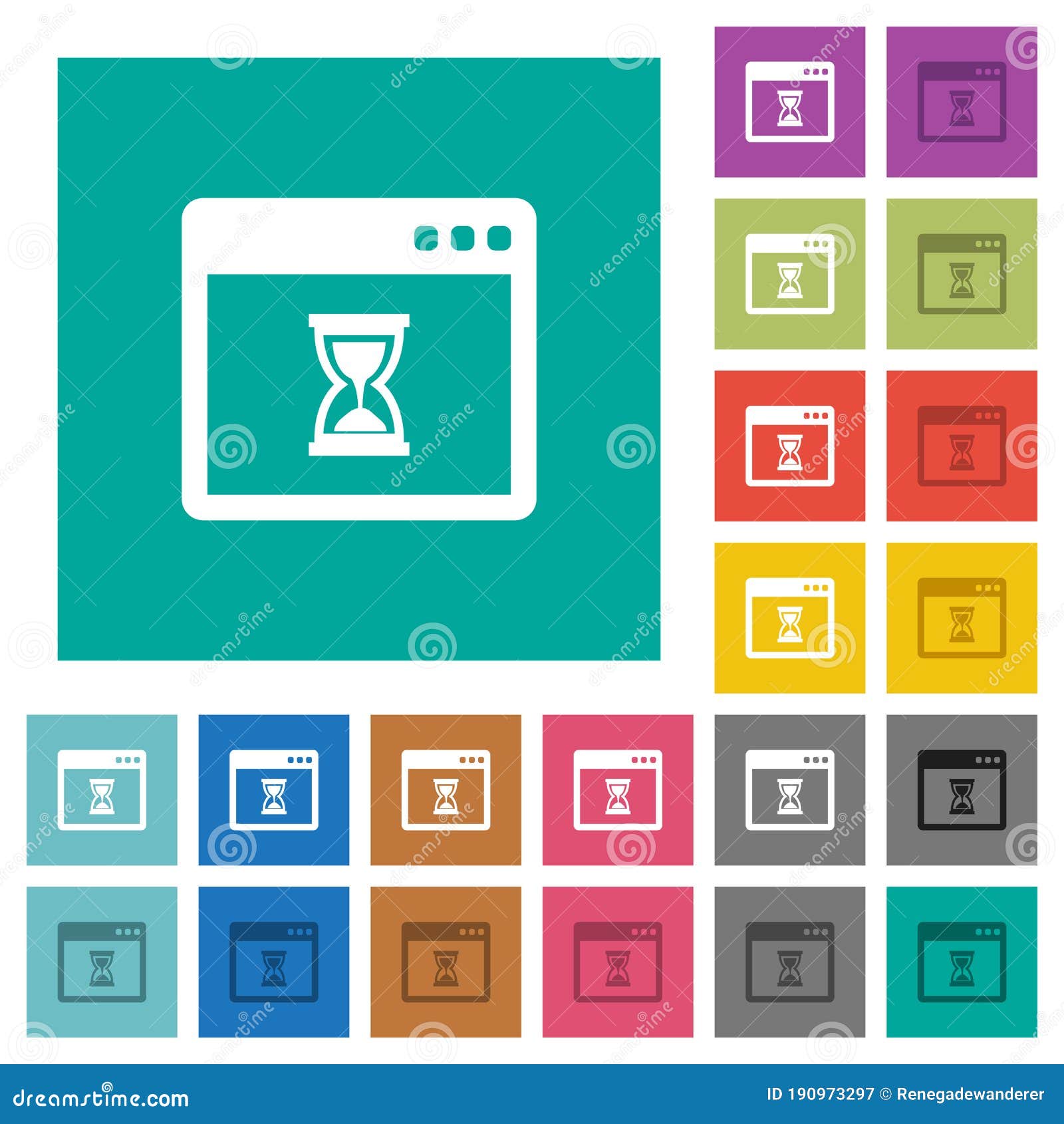 Waiting Application Square Flat Multi Colored Icons Stock Vector ...