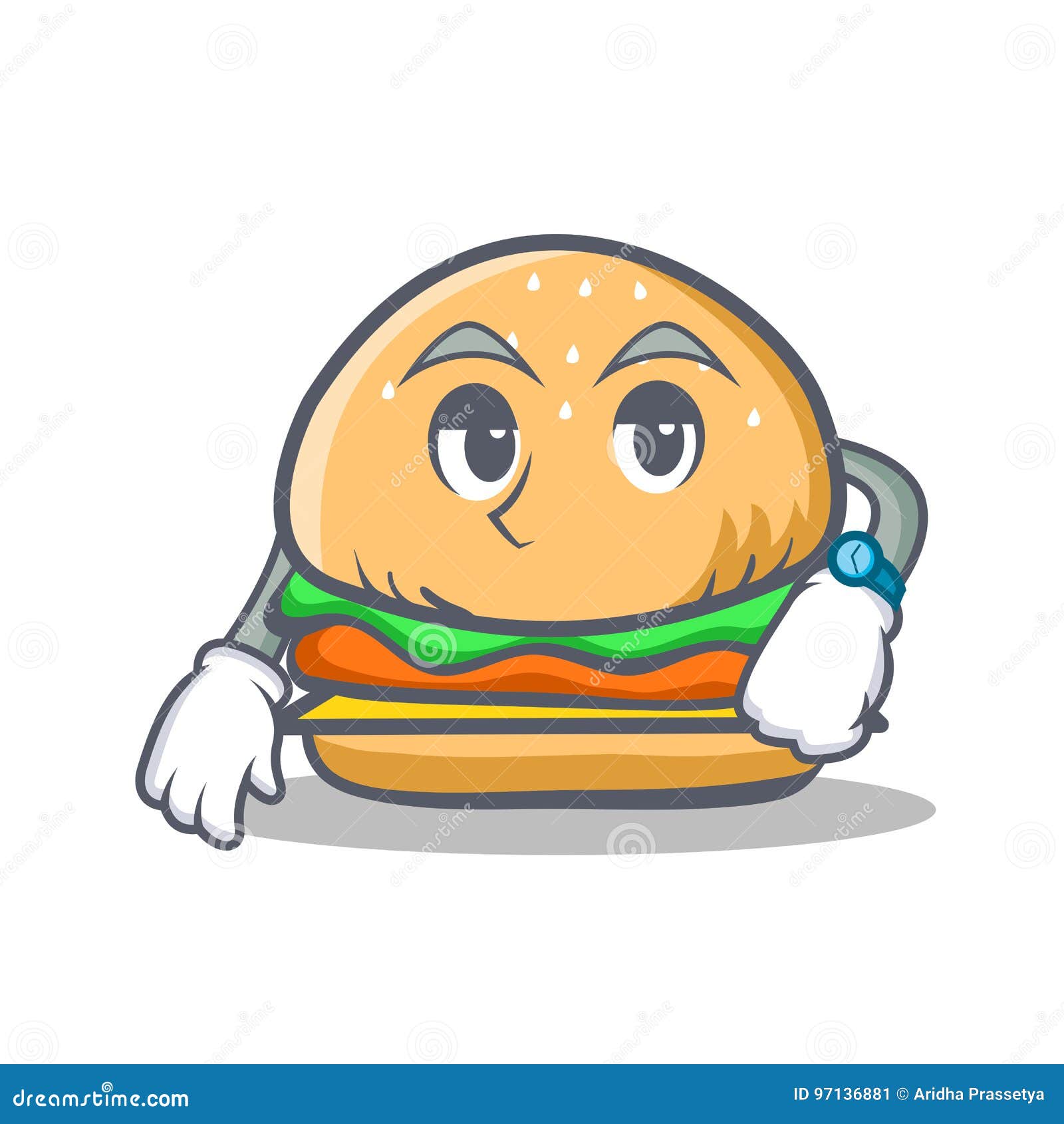 Waiting Burger Character Fast Food Stock Vector - Illustration of ...