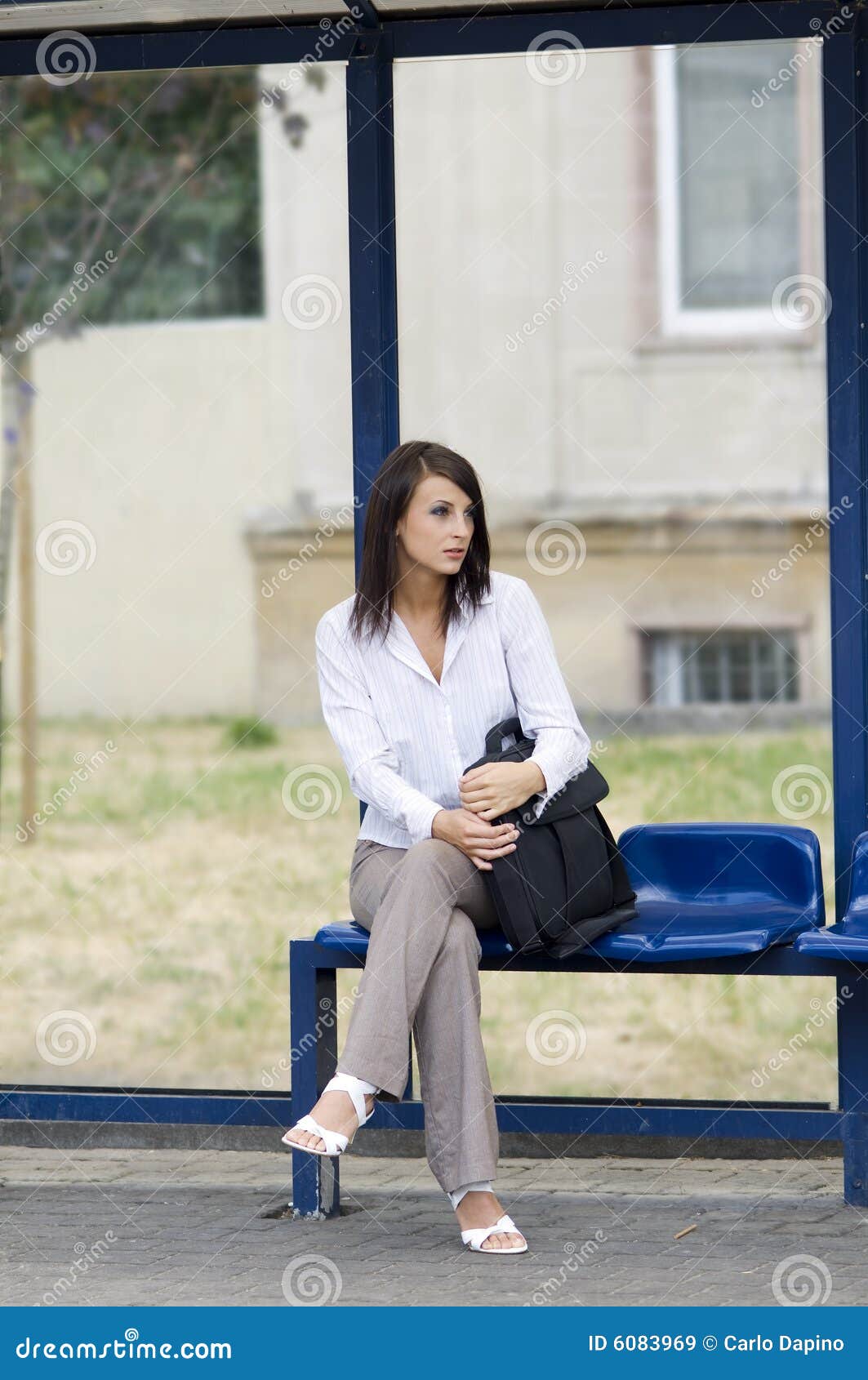 Waiting for a bus stock image. Image of center, beautiful - 6083969