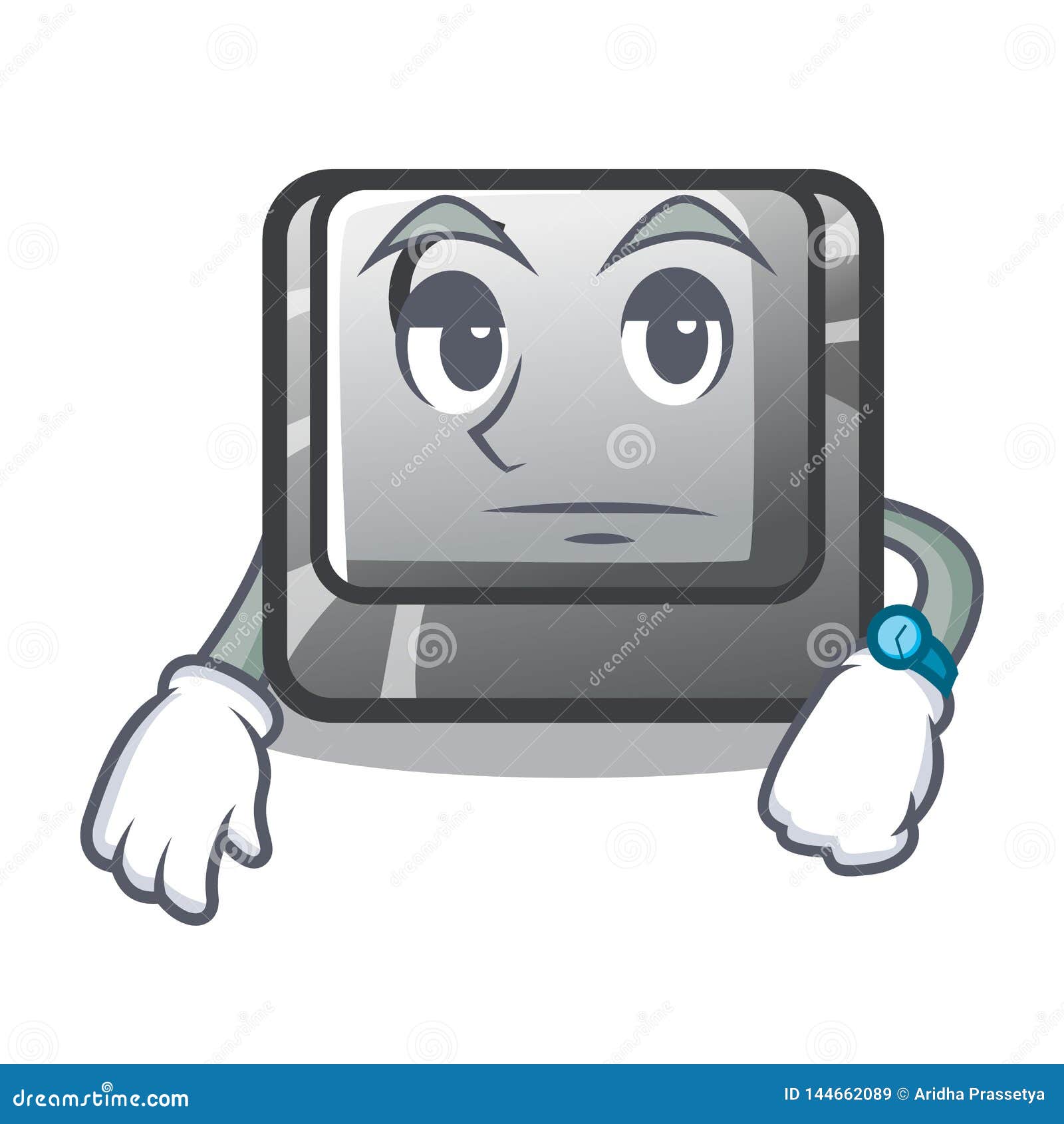 Waiting Button C Installed on Cartoon Computer Stock Vector ...