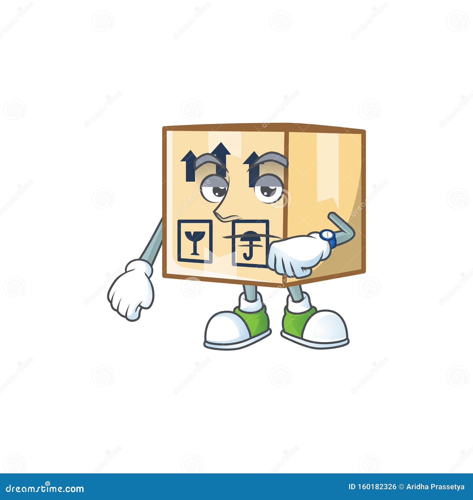 Waiting Cardboard Close Square In Character Mascot Vector Illustration ...