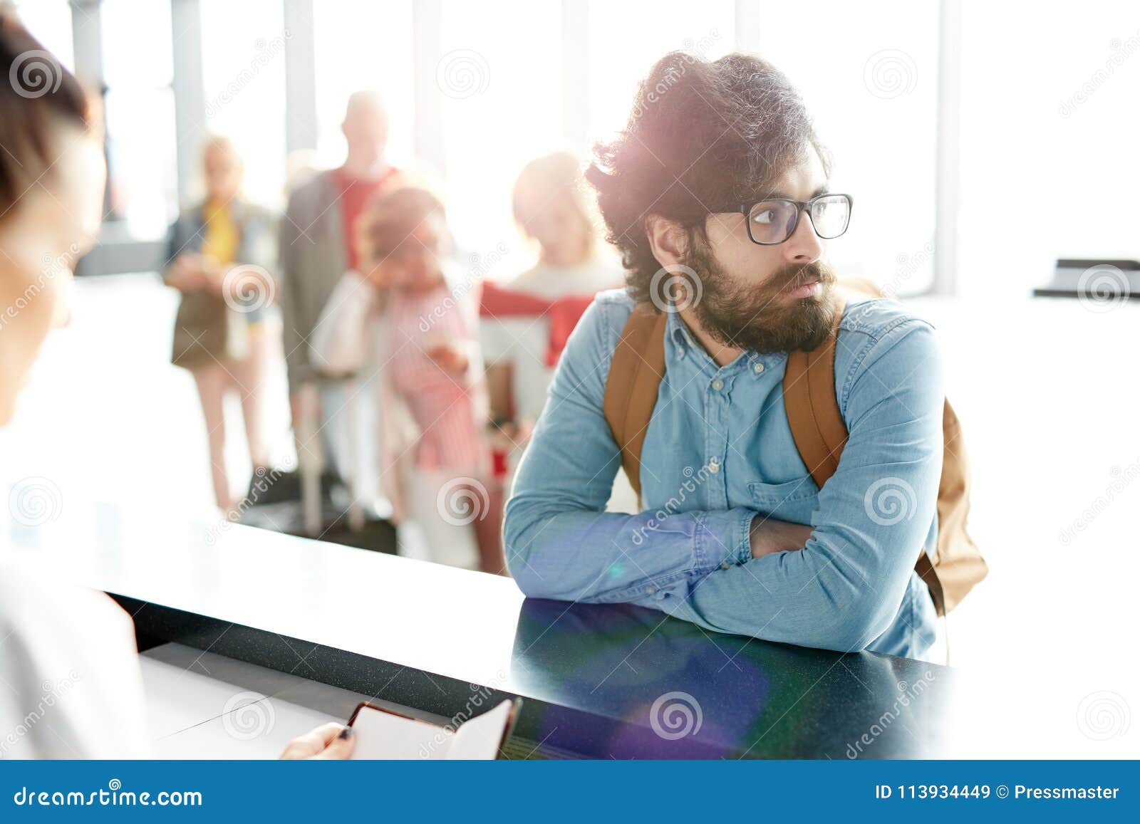 Waiting during check-in stock image. Image of control - 113934449